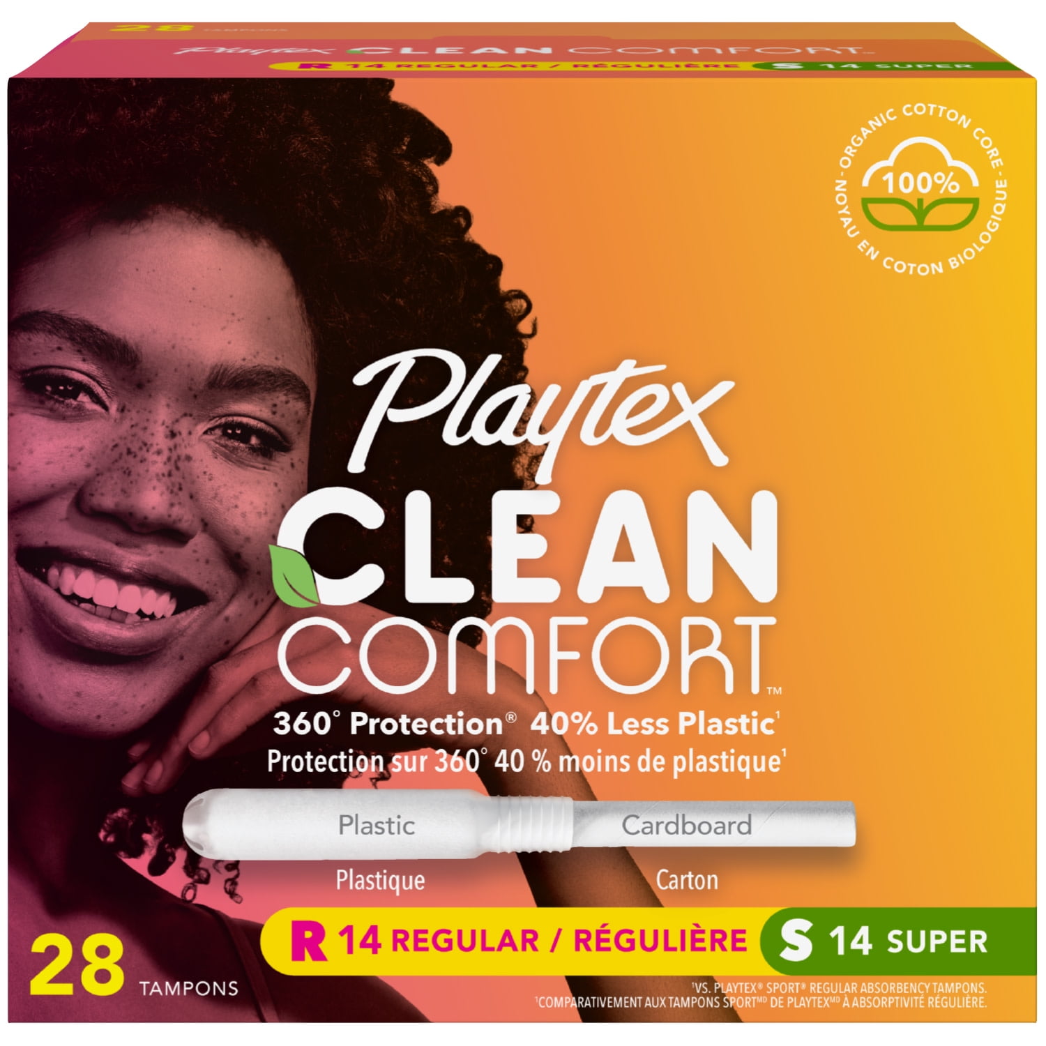 Playtex Clean Comfort Tampons, Regular & Super Absorbency 28 Ct ...