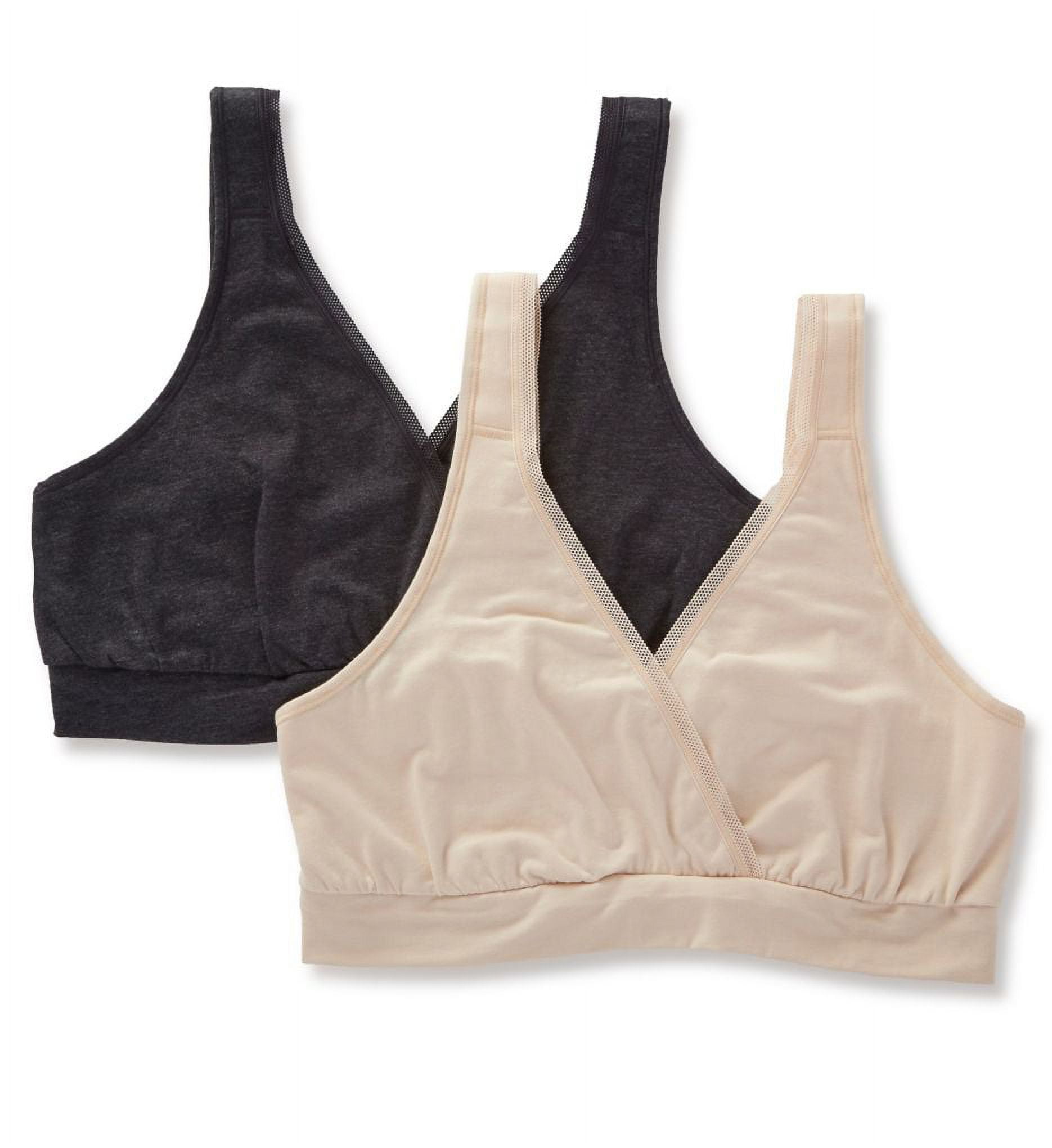 Playtex Nursing Pullover Wirefree Sleep Bra, 2-Pack Soft Taupe/Black S ...
