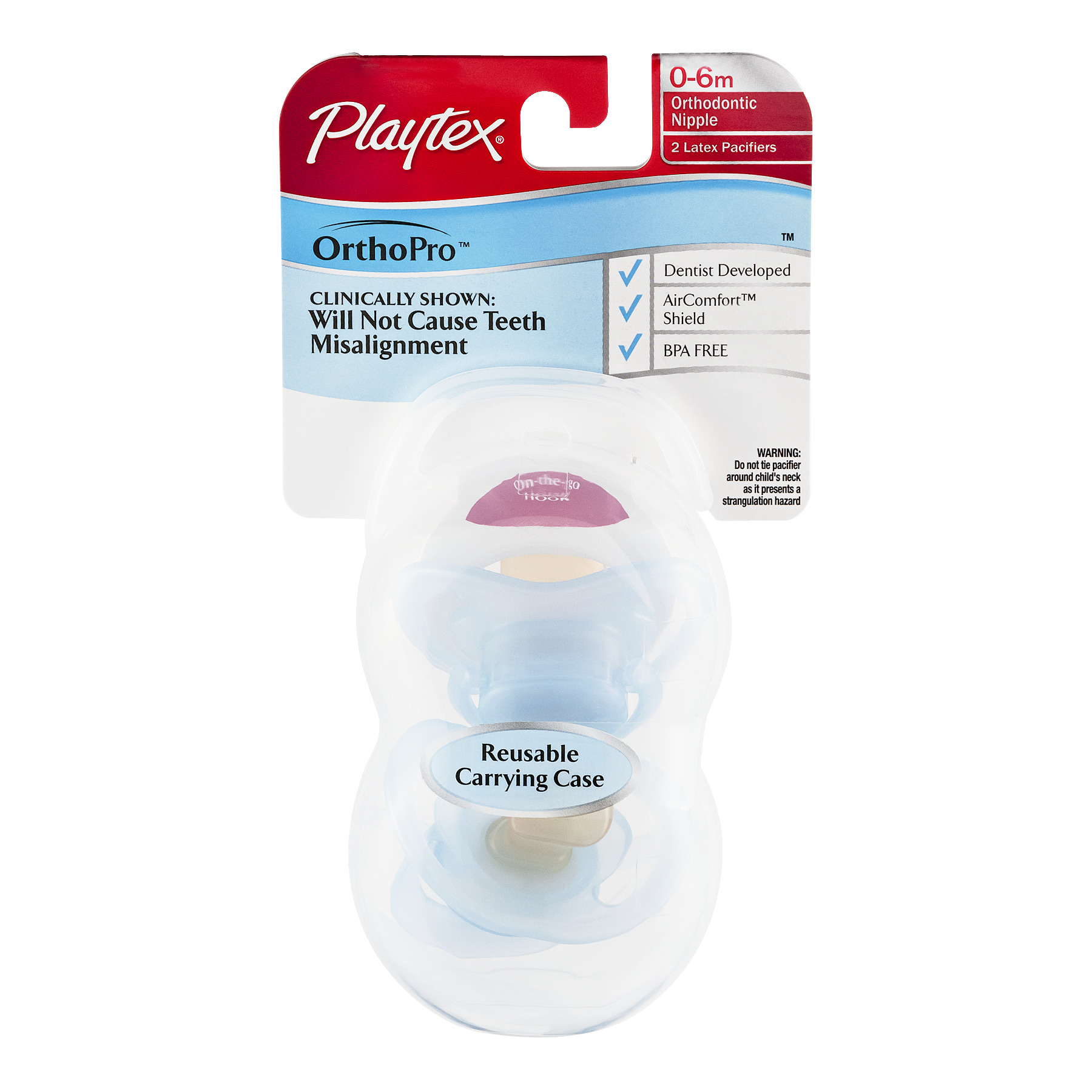 Playtex OrthoPro Latex Unisex Pacifiers 0-6m, 2 Count (Unisex ...