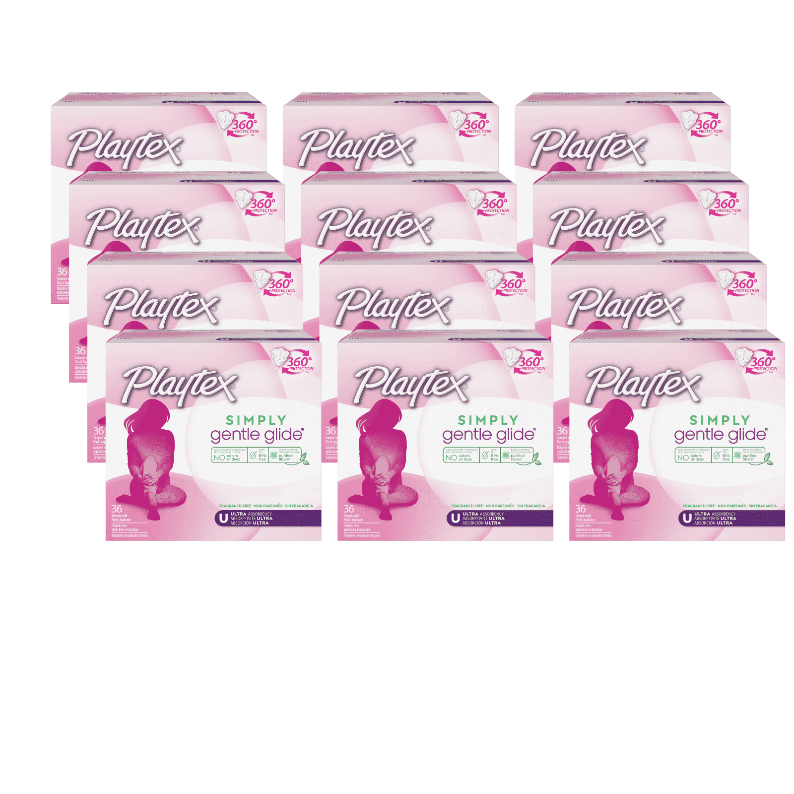 Playtex Simply Gentle Glide Tampons Unscented Ultra Absorbency, 36ct ...