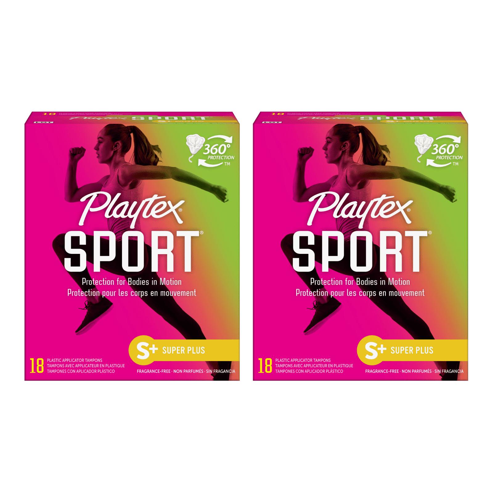 Playtex Sport Plastic Tampons Unscented Super Plus Absorbency, 18ct ...