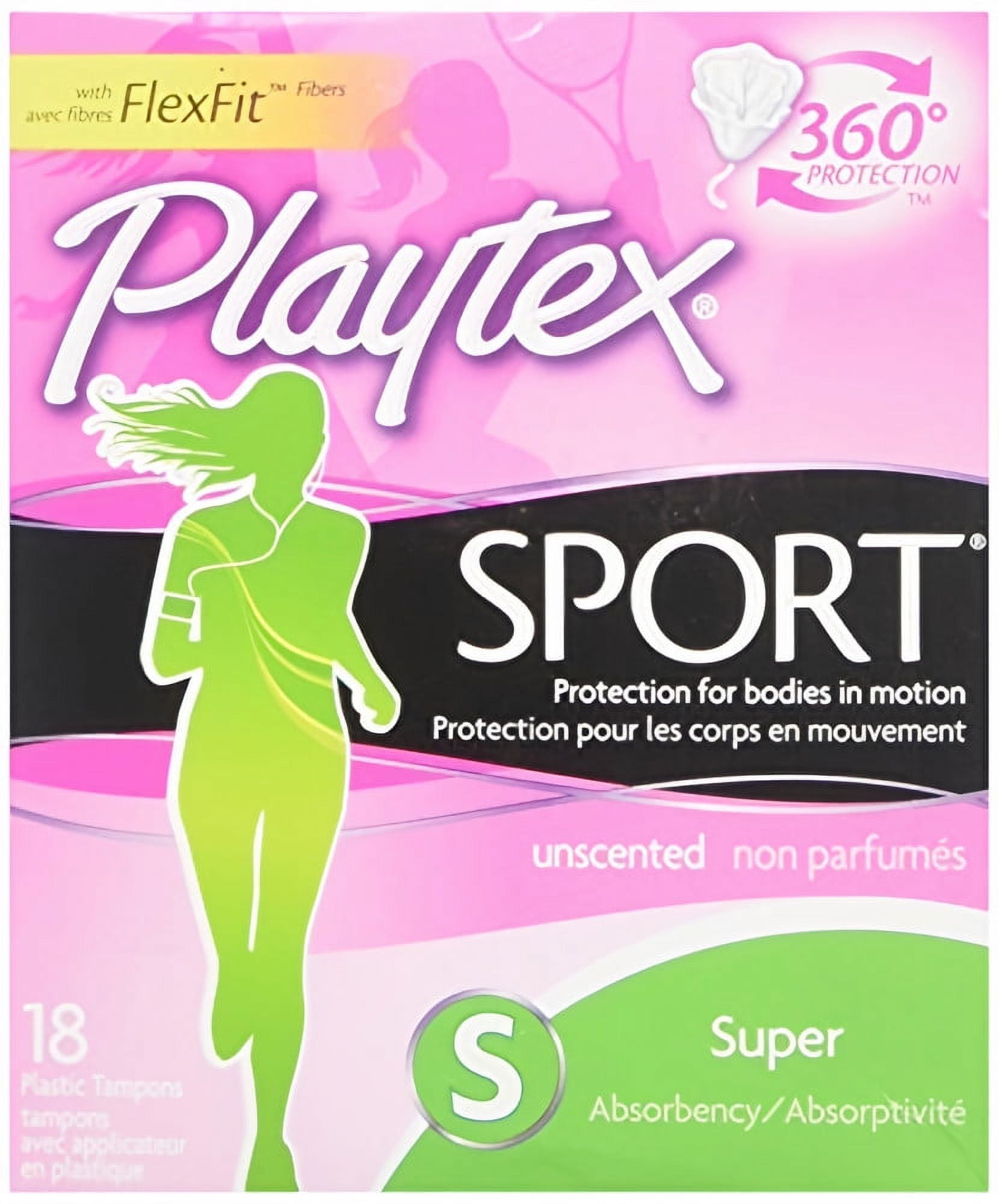 Playtex Sport Tampons Super Unscented 18 Each by Playtex (Pack of 12 ...