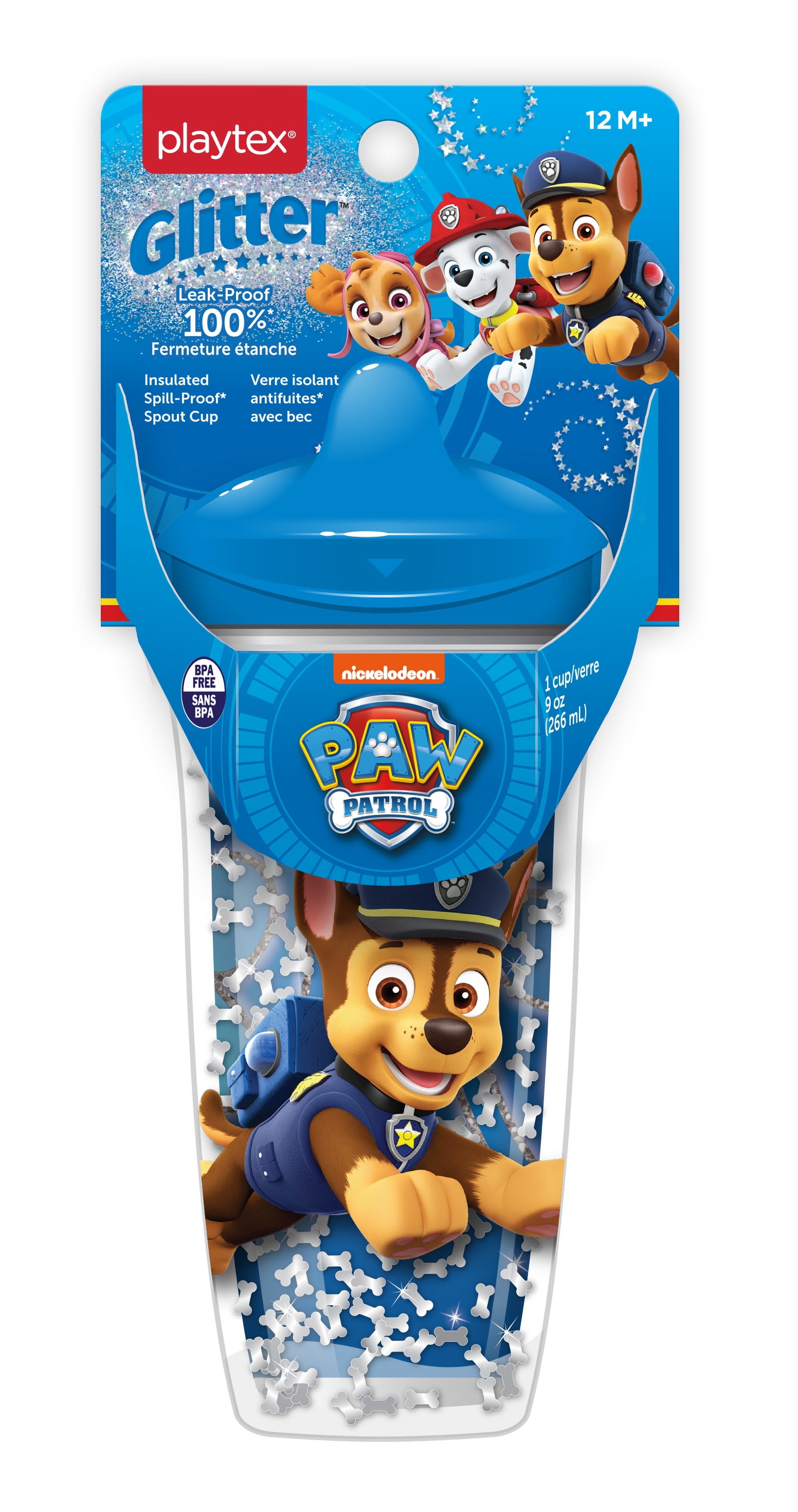 Playtex Boys Insulated Spout Sippy Cup 9 oz Paw Patrol Glitter, BPA ...