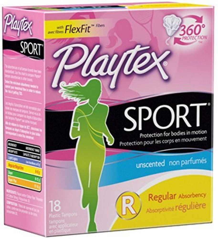 Playtex Tampons Sport Regular 18 Count Unscented (Pack of 4) - Walmart.com