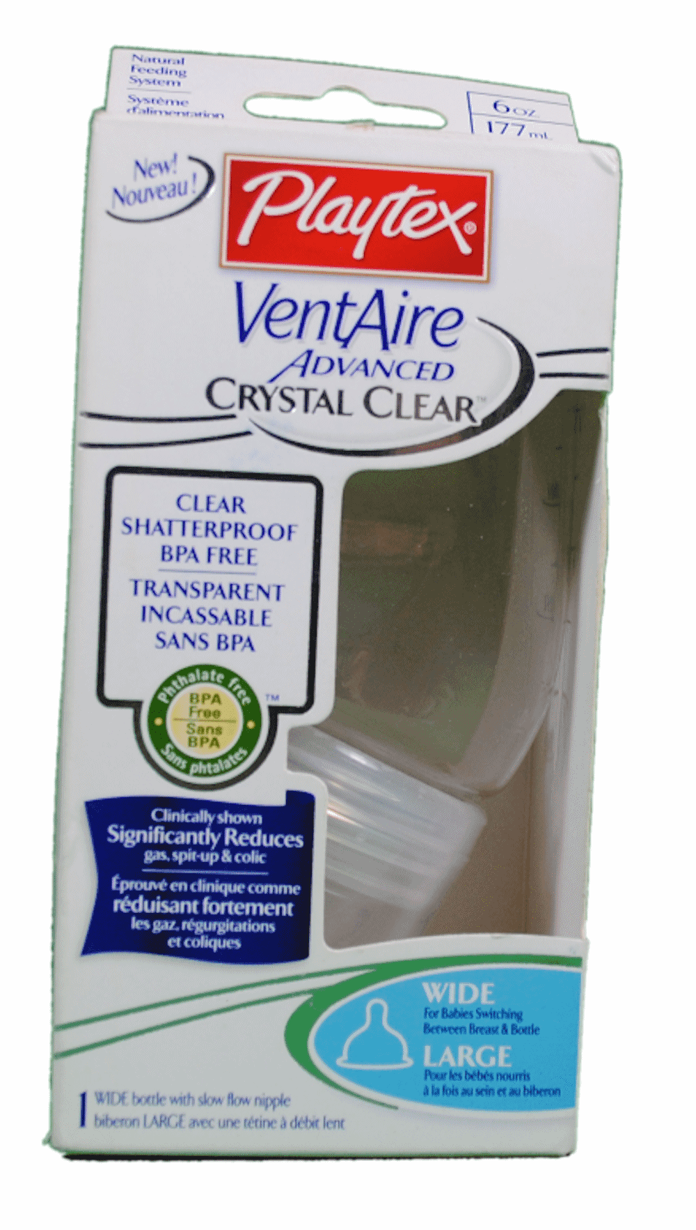 Playtex Ventaire Feeding System 6oz Wide Baby Bottle - Walmart.com