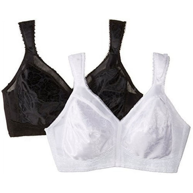 Playtex Women's 18-Hour Comfort-Strap Bra 2-Pack Black/White 48DDD ...