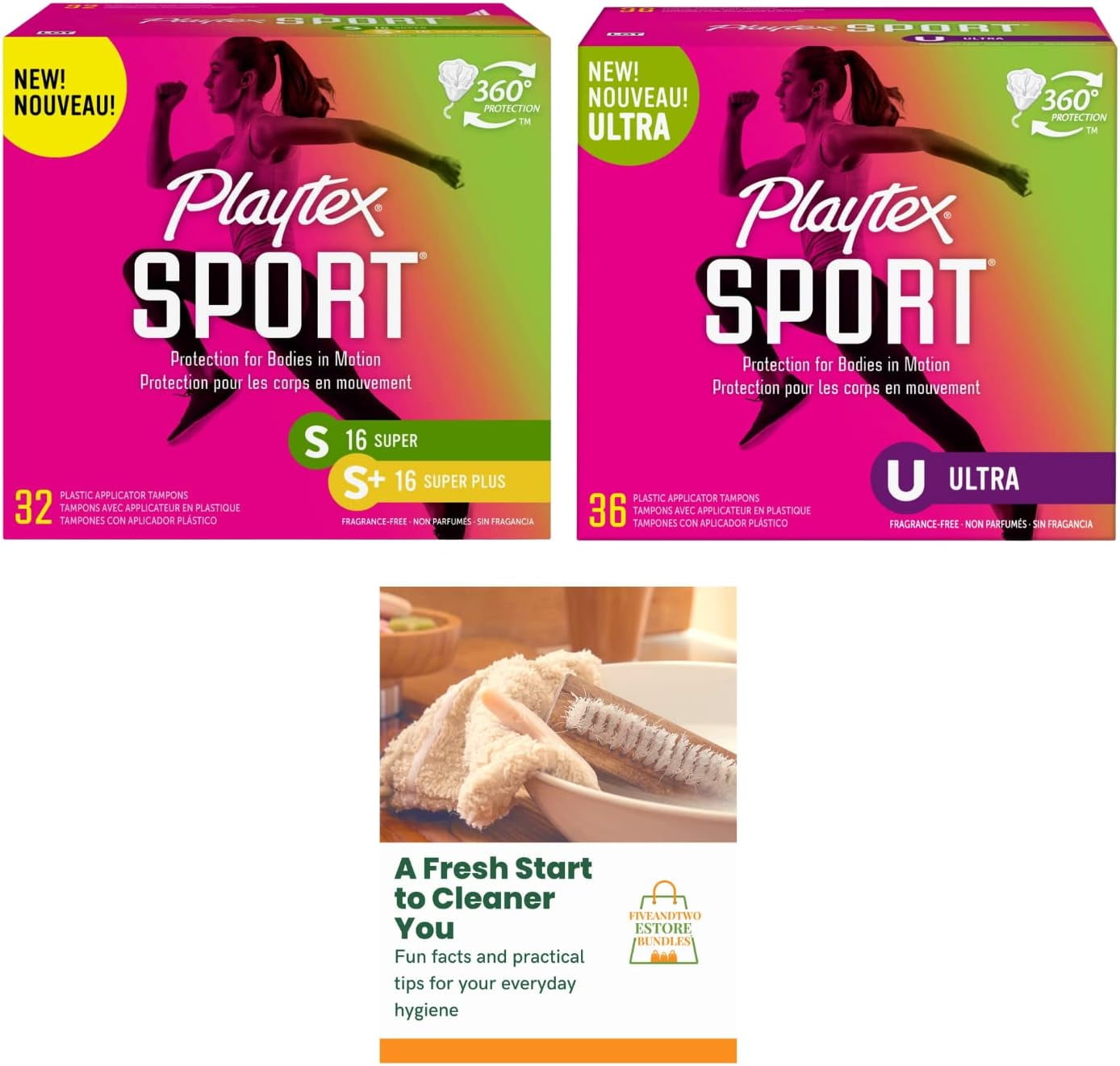 PlaytexSport Compact Tampons Multipack Super, Super Plus Tampons (32ct ...