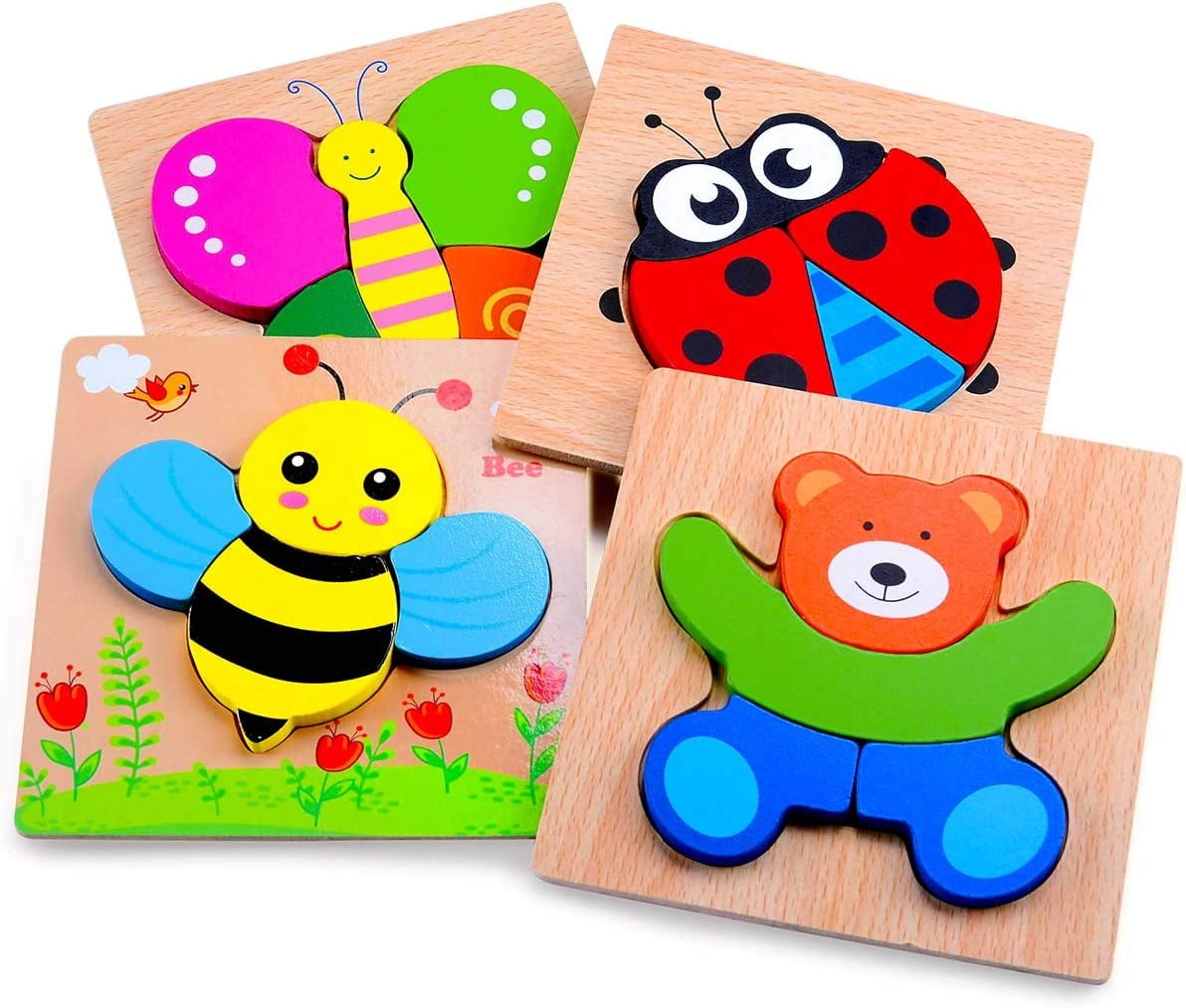 Playtime by Yiyang Wooden Puzzles for Toddlers Set of 4: Early ...