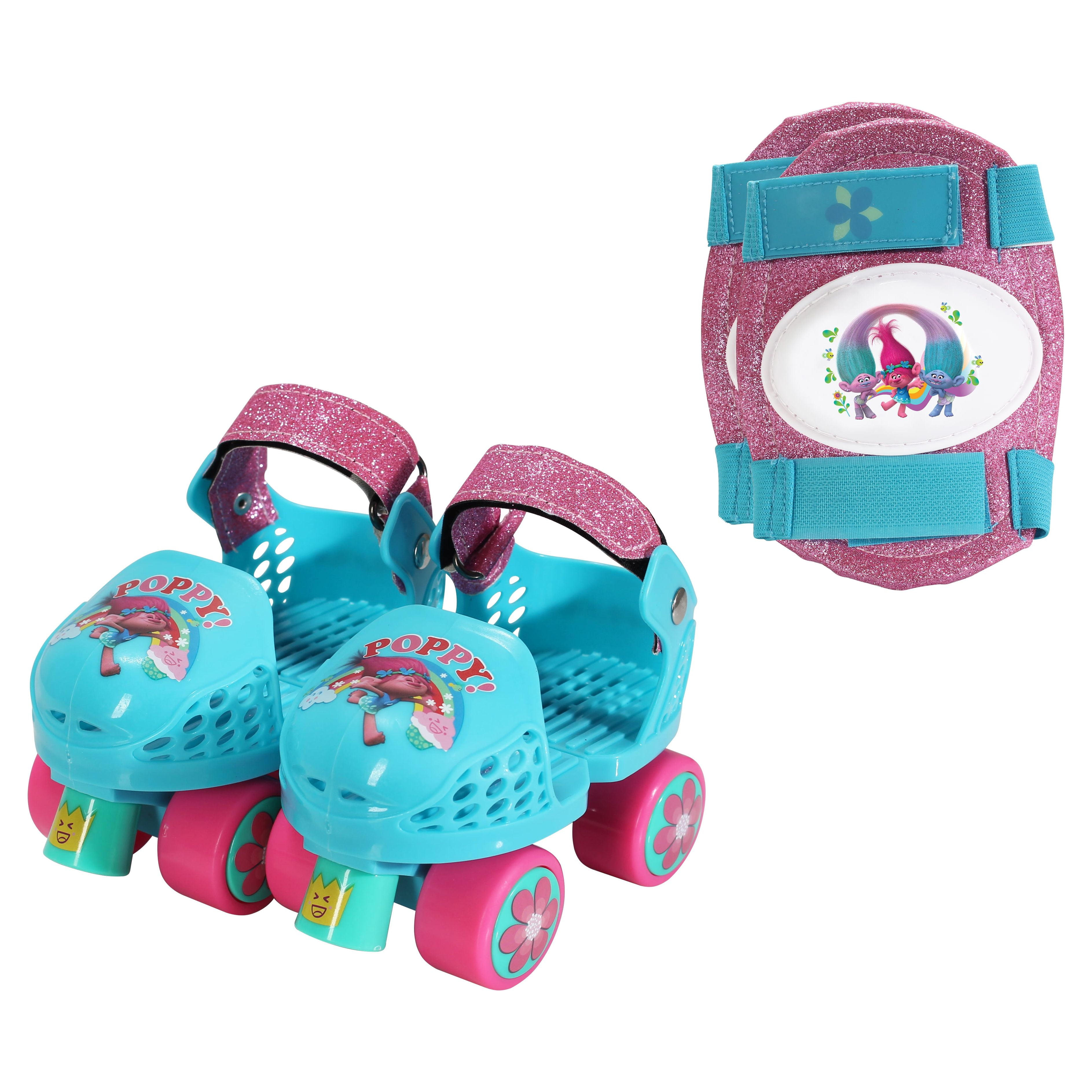 Playwheels Trolls Kids Roller Skate, Junior Size 6-12 with Kneepads ...