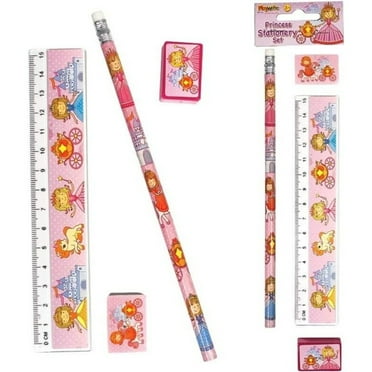 Disney Princess 4 Piece Stationary Set - Pencil Case, Eraser, Sharpener ...