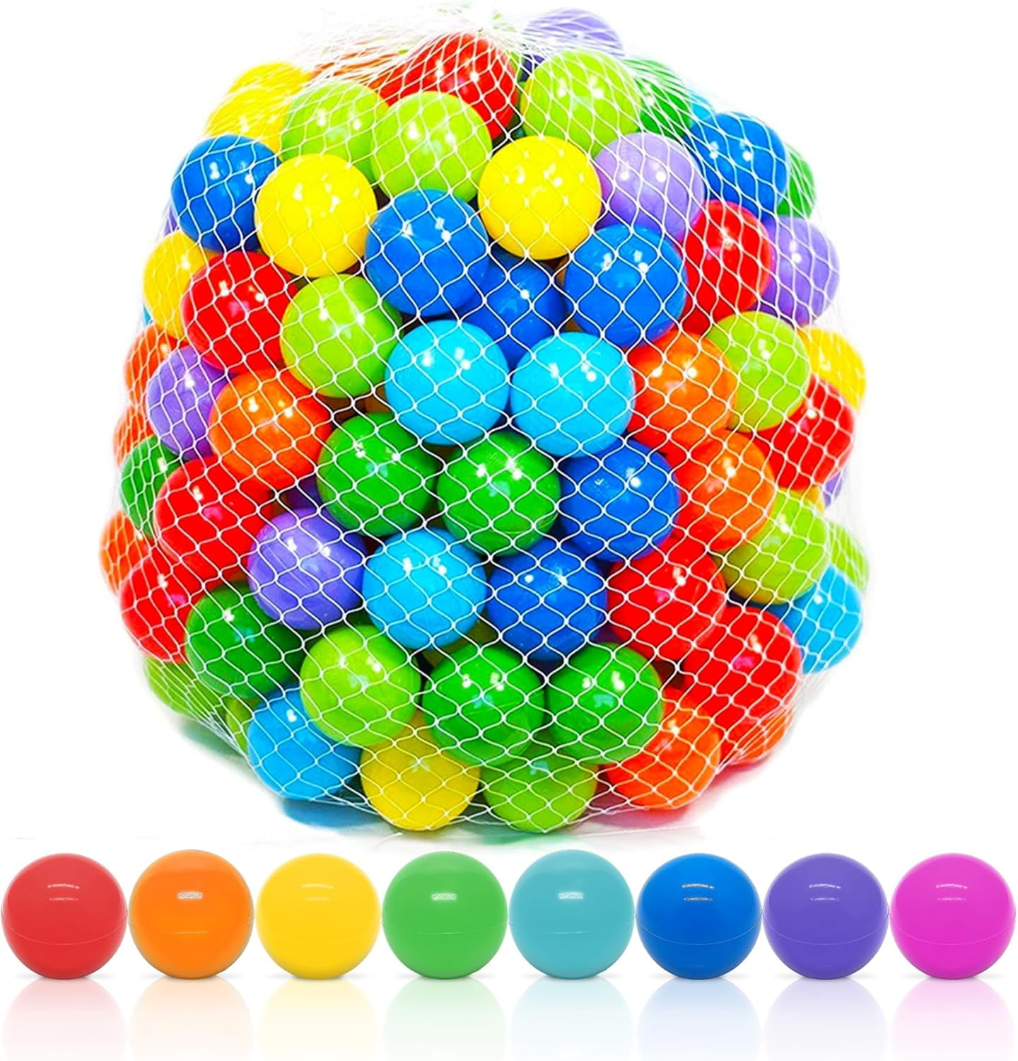 Playz Soft Plastic Mini Ball Pit Balls 50 Count - w/ 8 Vibrant Colors ...