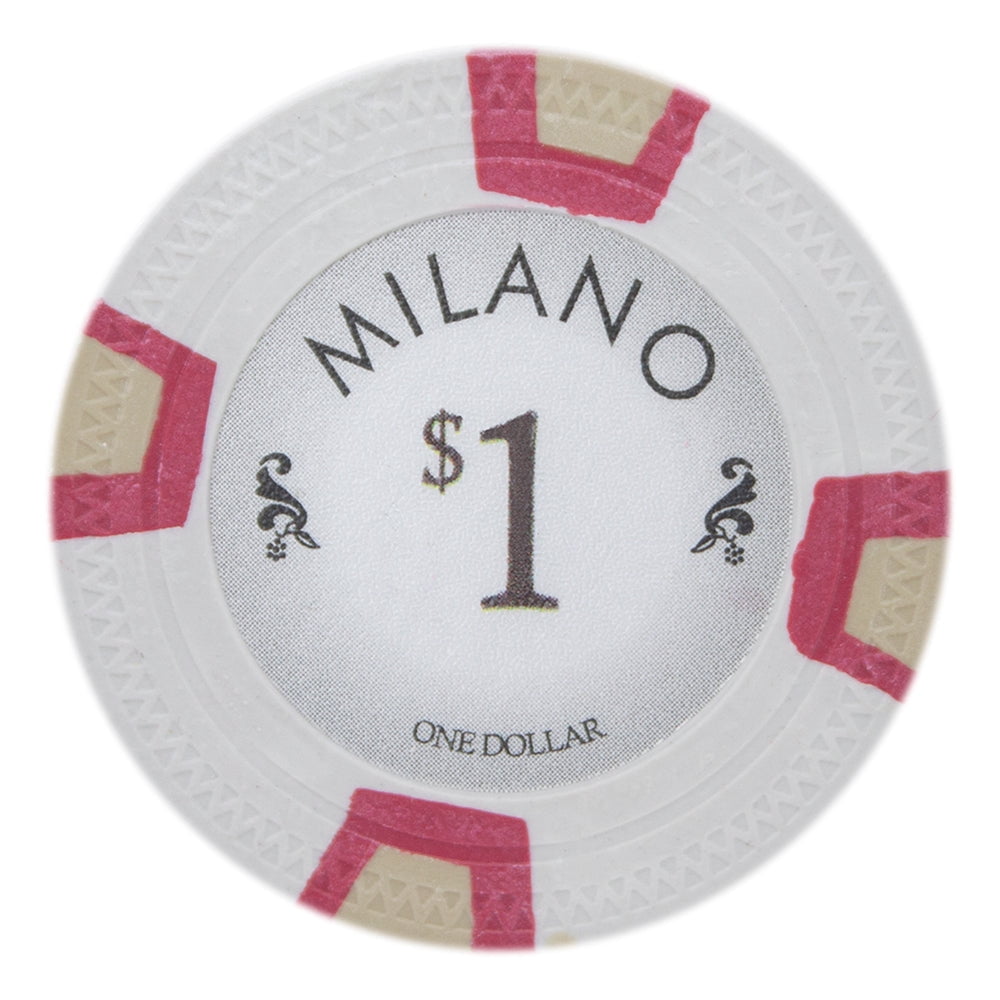 Playzaic 10-gram Milano Poker Chips (50-pack) Real Clay Set ($1 White ...