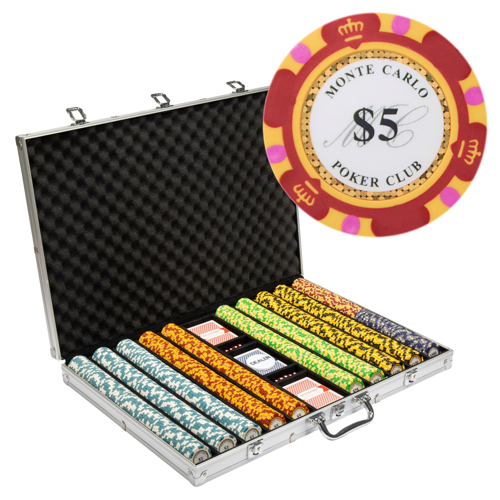 Playzaic 1000-piece Aluminum Monte Carlo Poker Chip Case - 13.5-gram ...