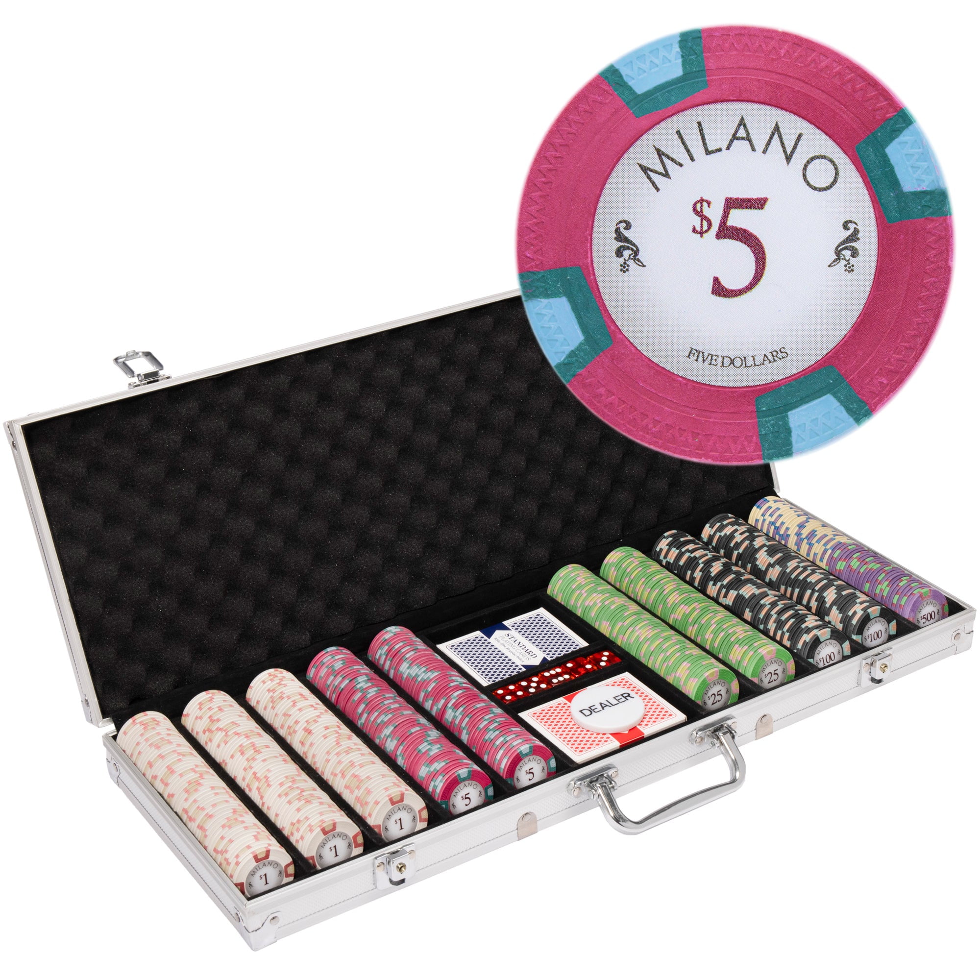 Playzaic 500-piece Aluminum Milano Poker Chip Case - 10-gram Real Clay ...