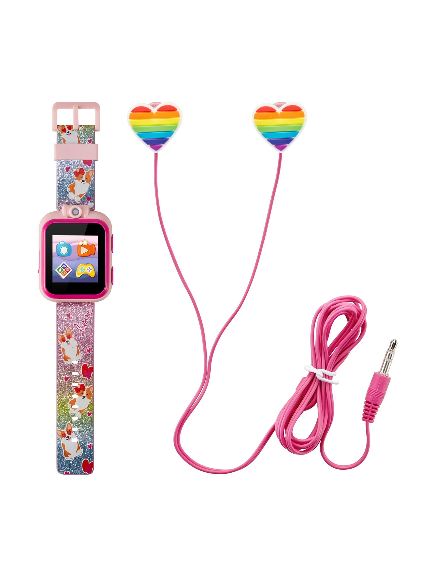 Playzoom 2 Kids Girls Rainbow Glitter Corgi Dog Smartwatch & Earbuds ...