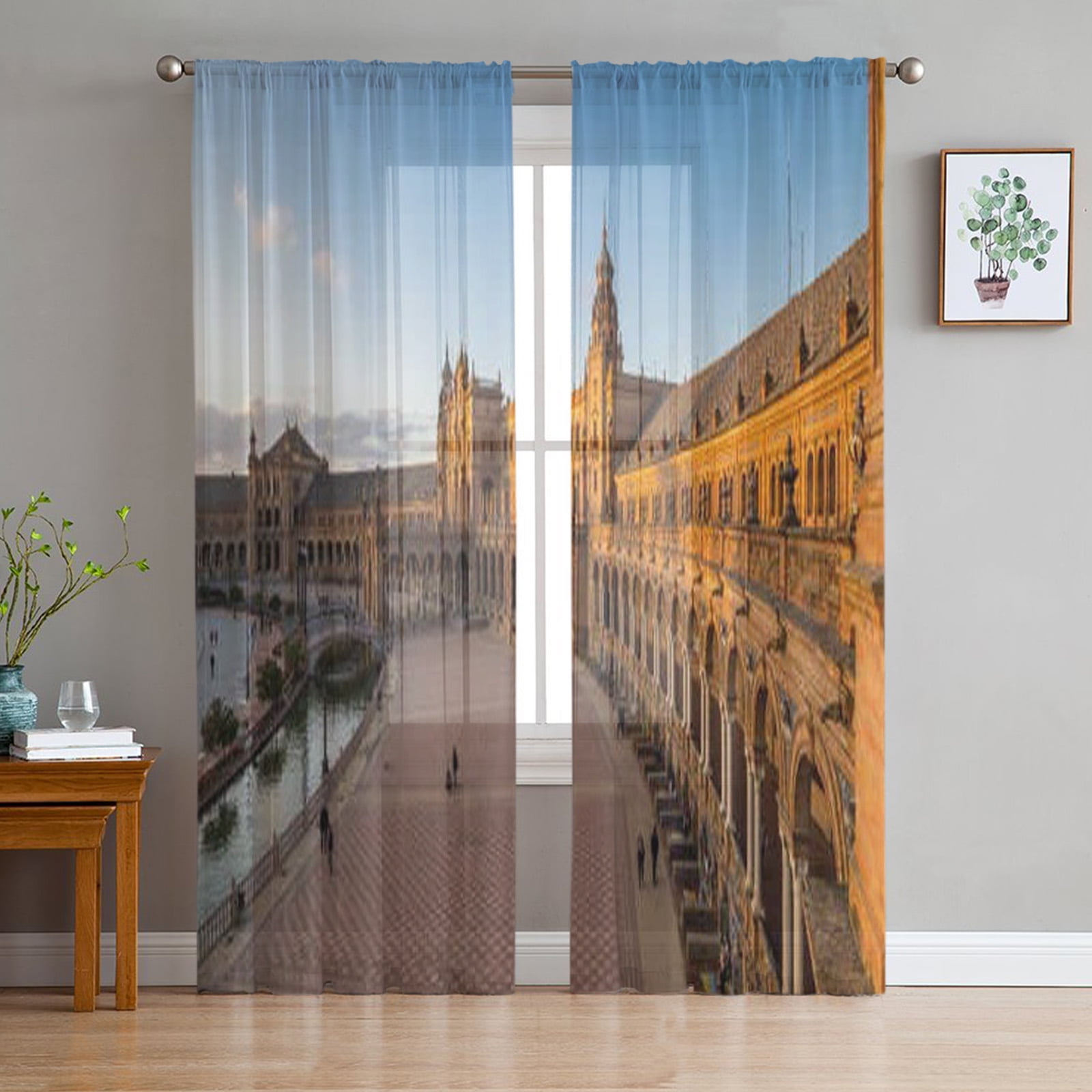 Plaza In The Maria Luisa Park In Seville Spain Chiffon Sheer Curtains ...