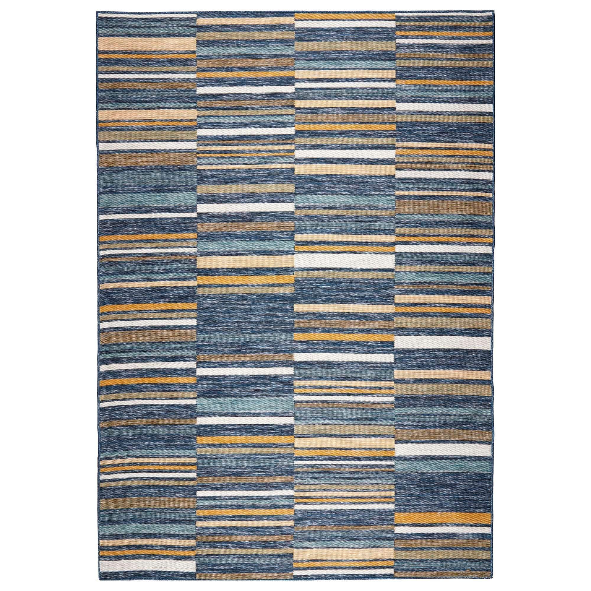 Plaza Lines Reversible Indoor/ Outdoor Area Rug - Blue, 3'11"x5 ...