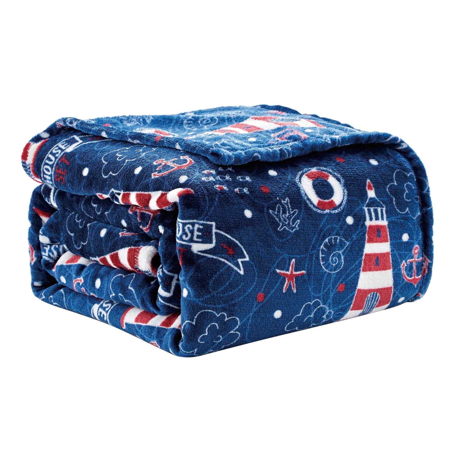 Plazatex Lighthouse plush Decorative Machine Washable Throw 50" X 60 ...