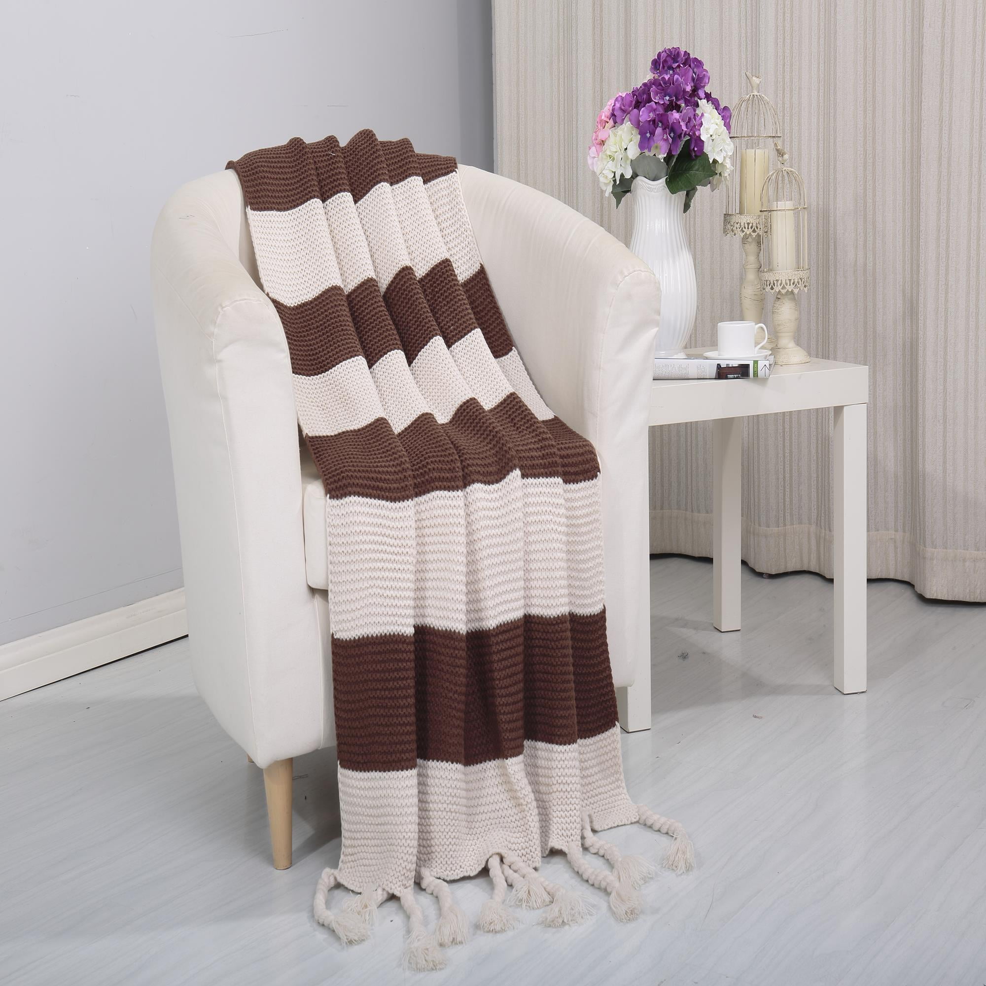 Plazatex Vintage Luxury Acrylic Throw Blanket - 50x60", Chocolate ...