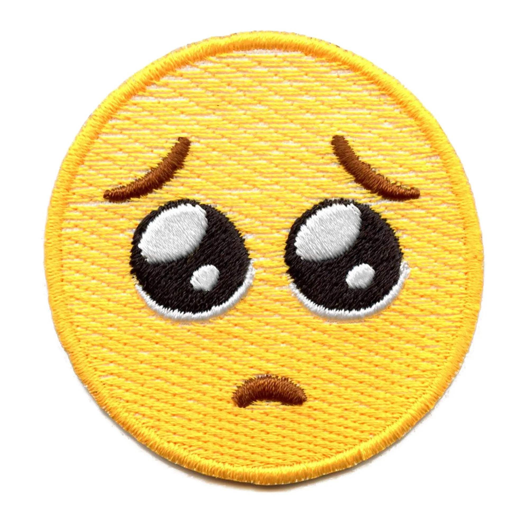 Pleading Face Emoji Patch Begging Hope Embroidered Iron On - Walmart.com