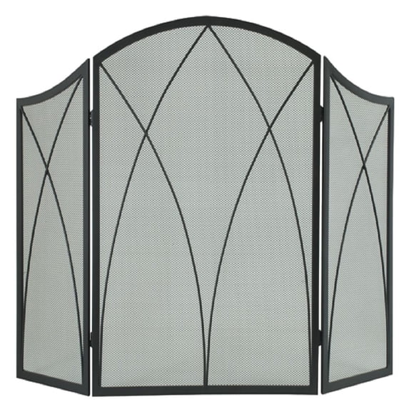 Pleasant Hearth Transitional Metal Arched Fireplace Screen in Black ...