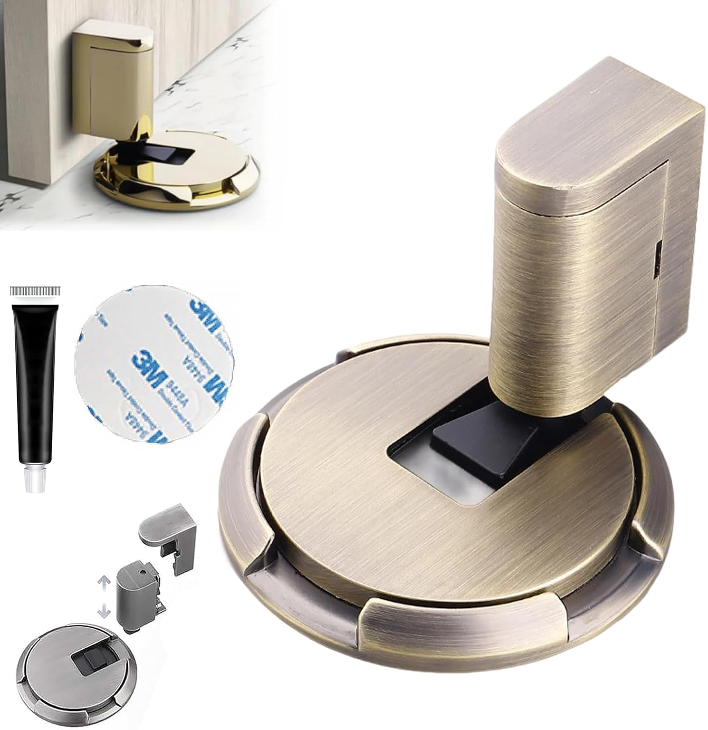 Pleasantk Door Wedge Stopper, No Magnetic Mechanical Floor Door Stopper ...