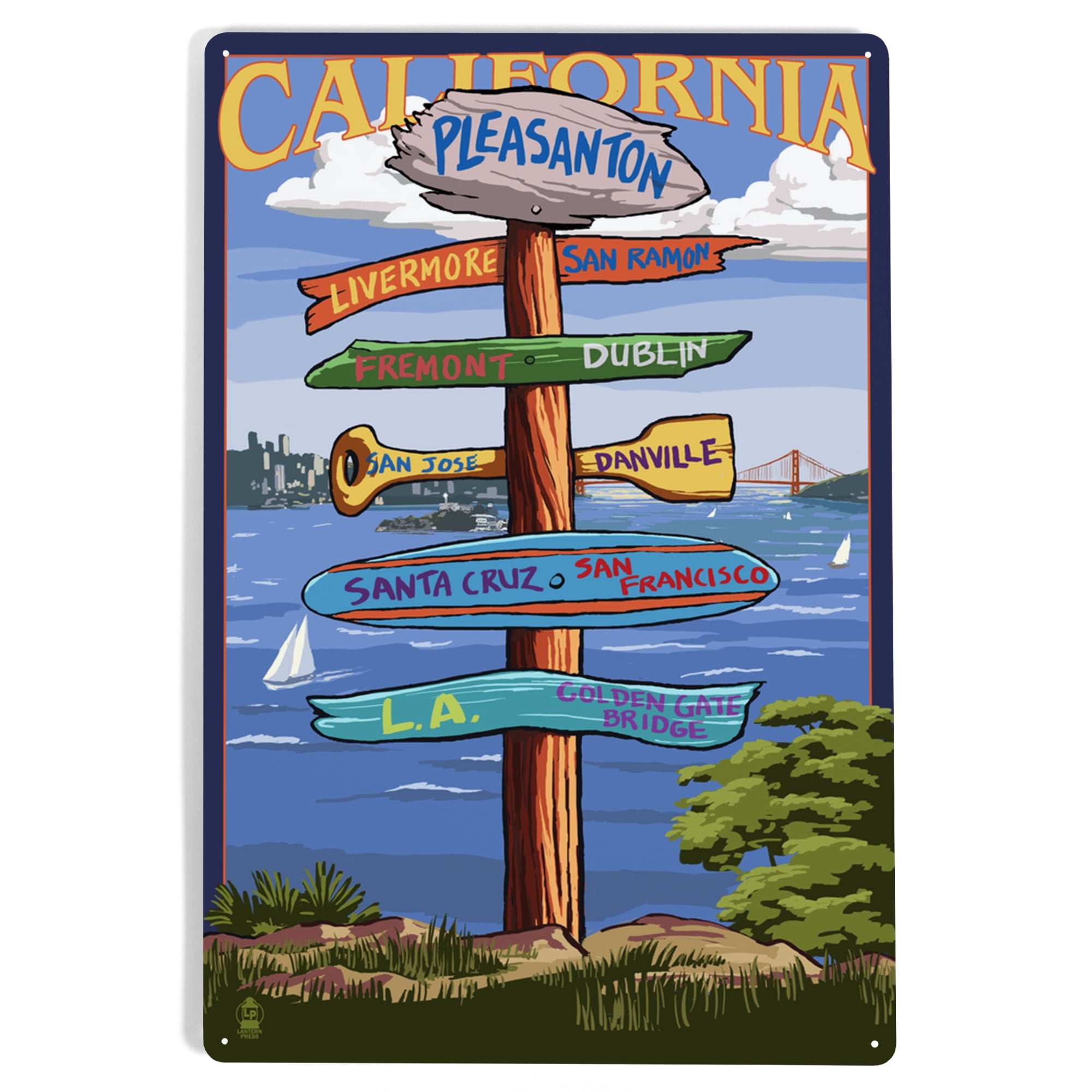 Pleasanton, California, Destination Sign (12x18 Aluminum Art, Indoor ...