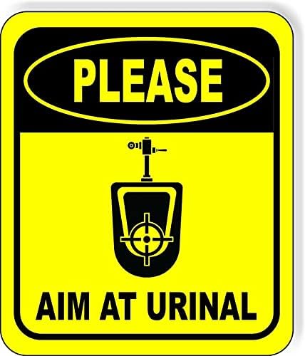 Please Aim at Urinal Toilet Metal Aluminum Composite Funny Bathroom ...