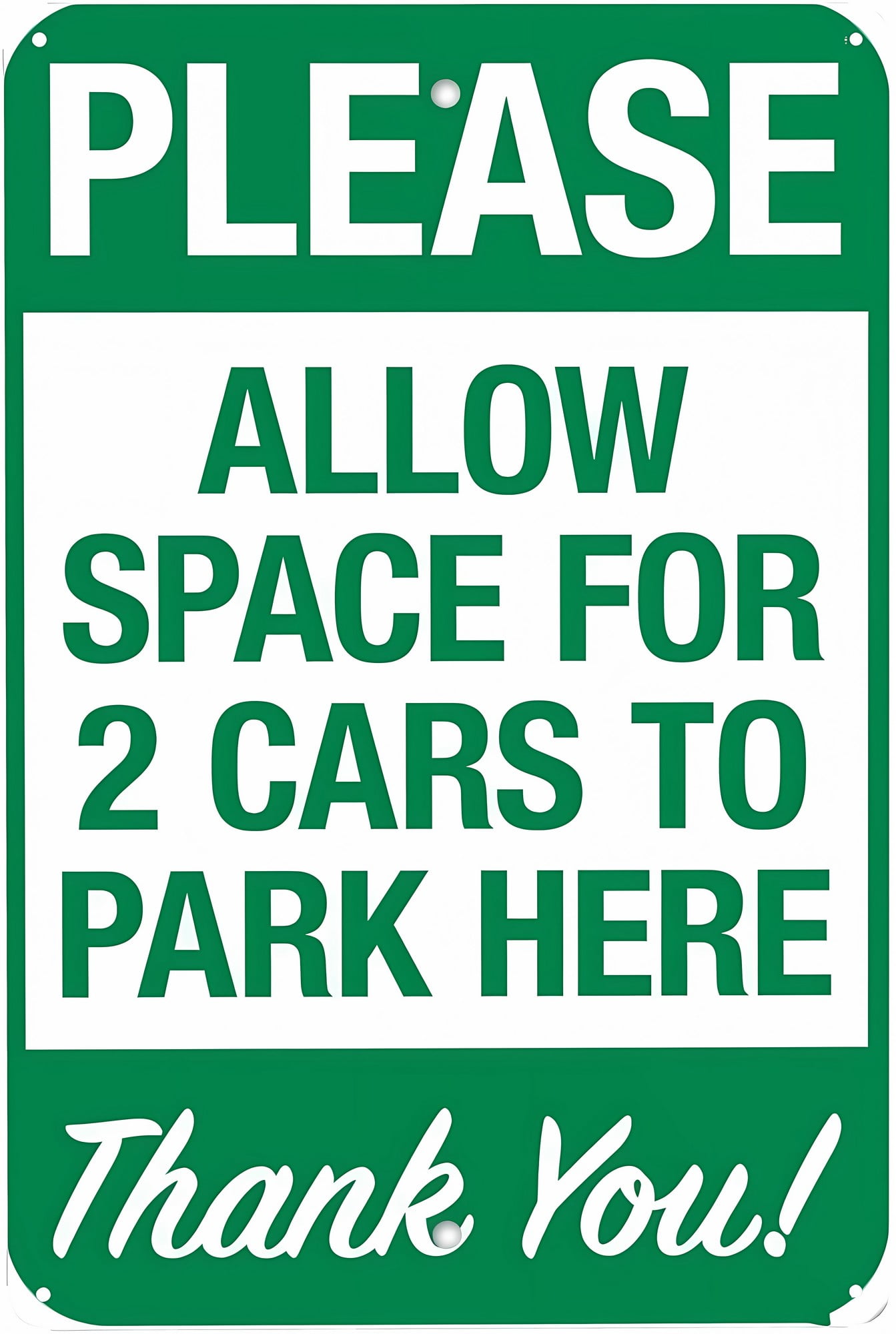 Please Allow Space for 2 Cars to Park Here Thank You Tin Sign - 8"x12 ...