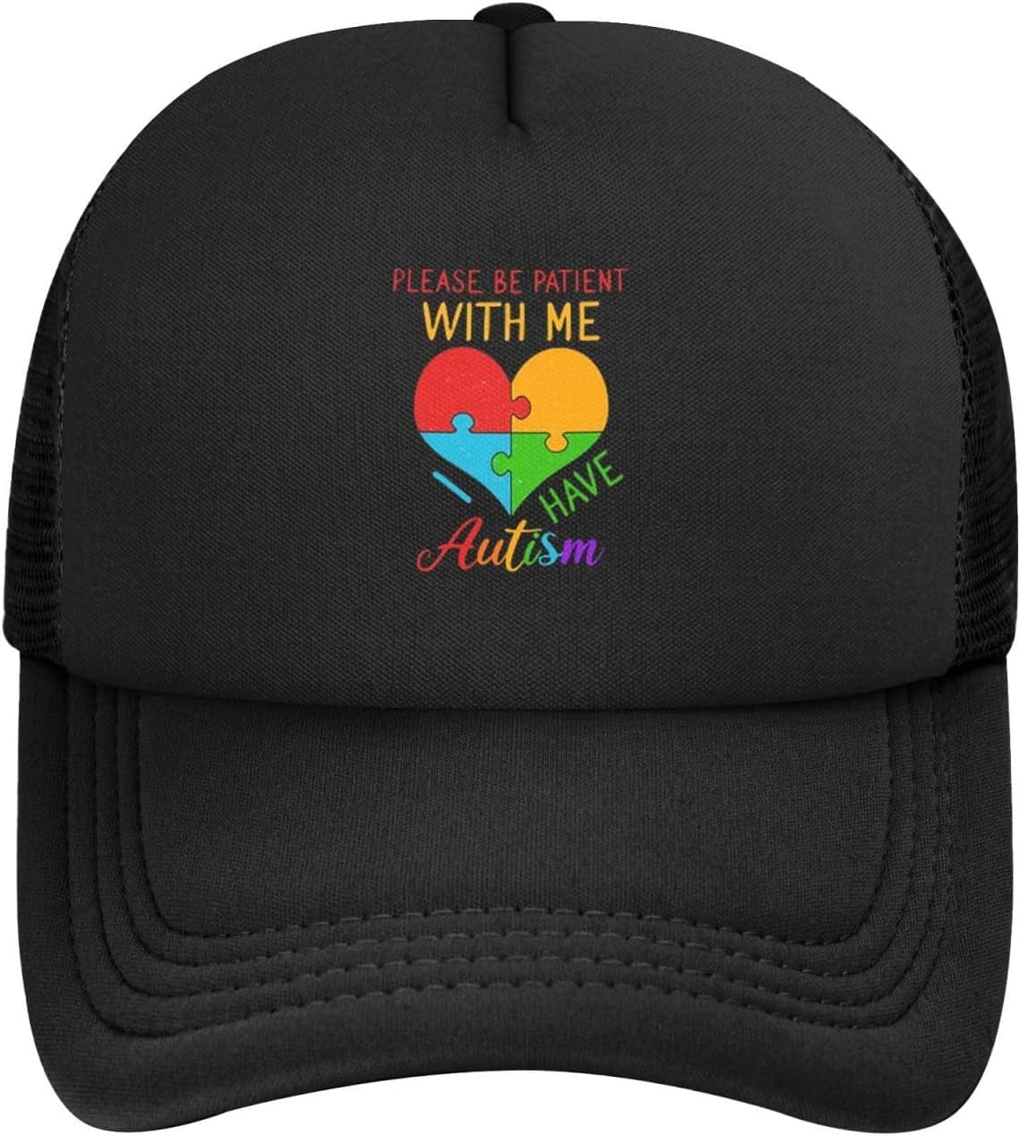 Please Be Patient I Have Autism Mesh Baseball Cap Snapback Hat Sun Hat ...