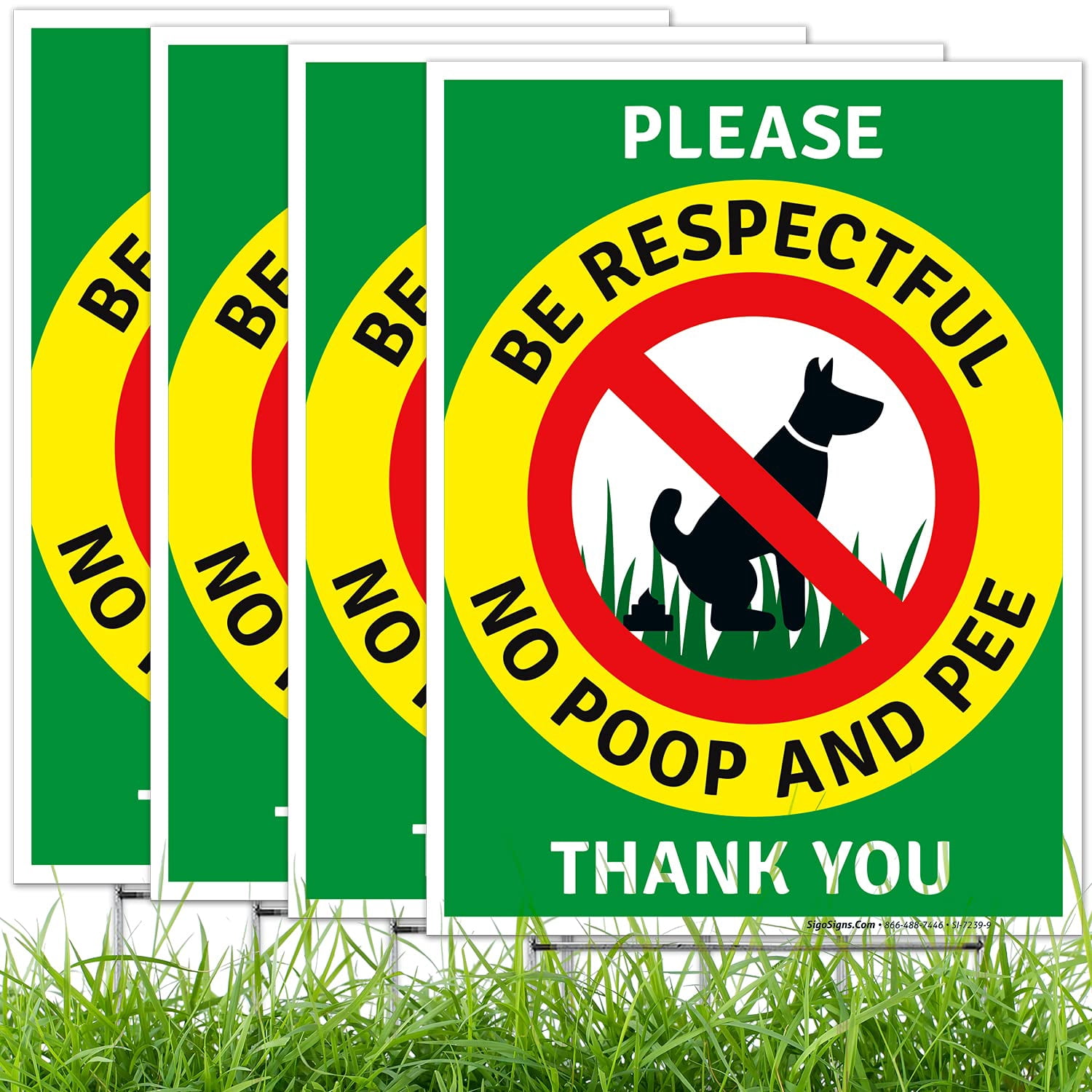 , Please Be Respectful No Poop and Pee Thank You Sign, (4 Pack) Double ...