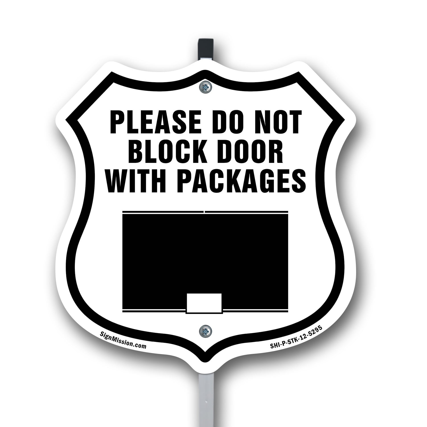 Please Do Not Block Door With Packages 12 inch X 12 inch Shield Shaped ...