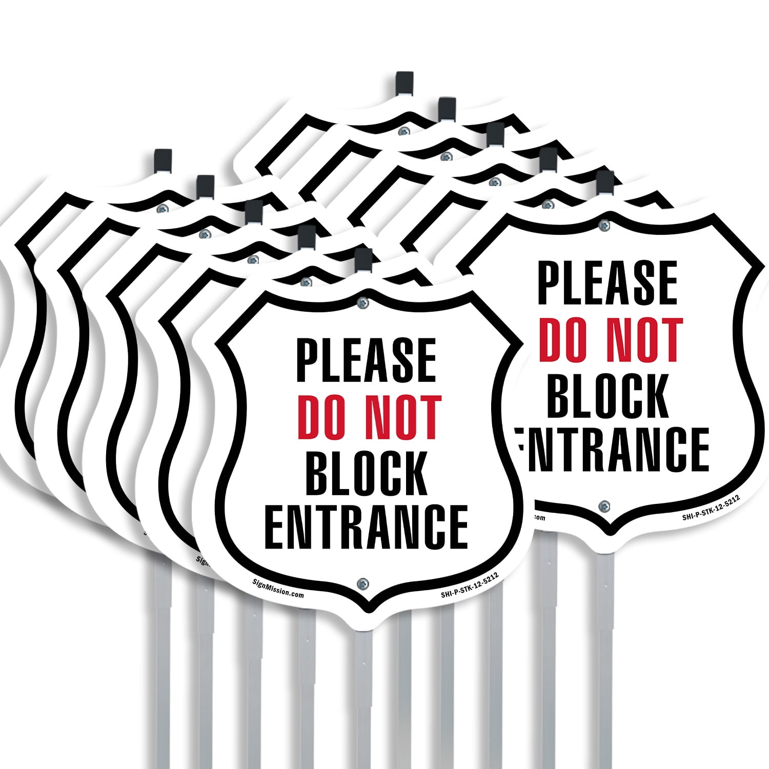 Please Do Not Block Entrance (10 Pack) 12 inch X 12 inch Shield Shaped ...