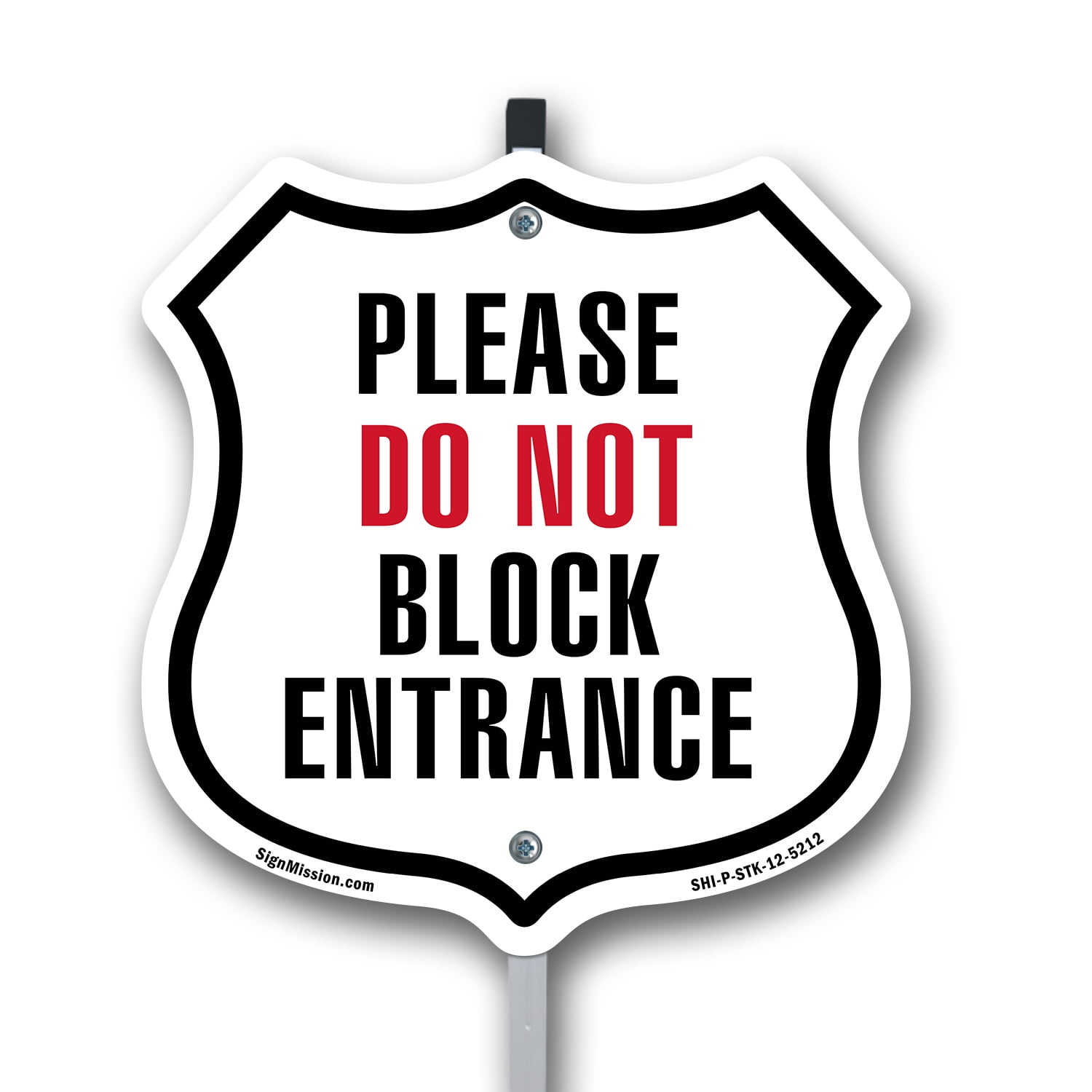 Please Do Not Block Entrance 12 inch X 12 inch Shield Shaped Commercial ...