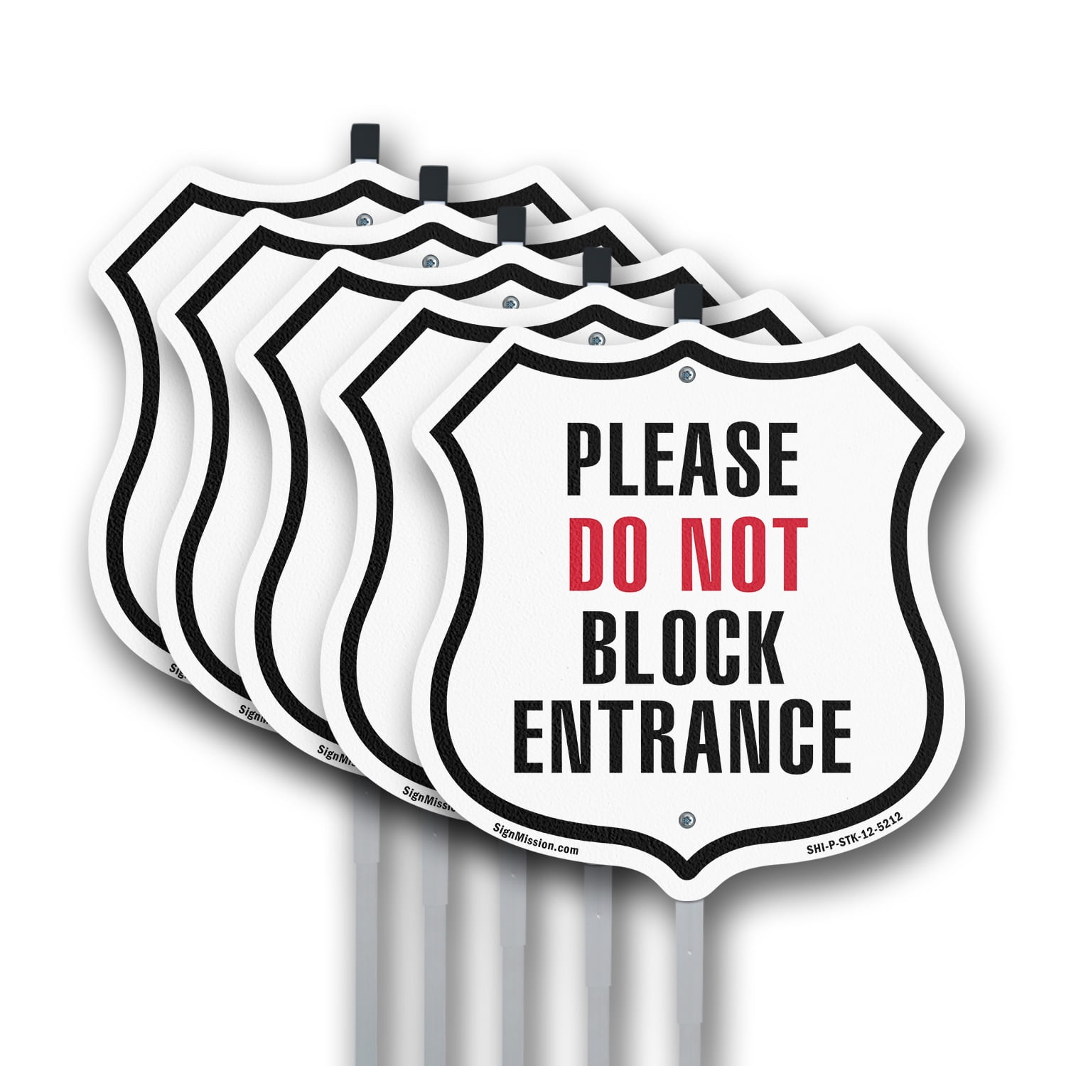 Please Do Not Block Entrance (5 Pack) 12 inch X 12 inch Shield Shaped ...