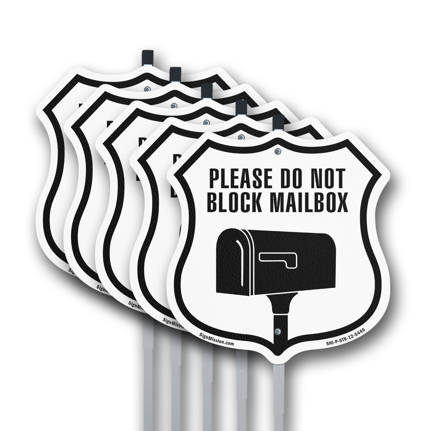 Please Do Not Block Mailbox (5 Pack) 12 inch X 12 inch Shield Shaped ...