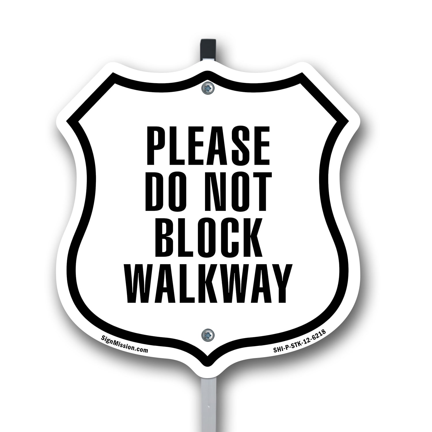Please Do Not Block Walkway 12 inch X 12 inch Shield Shaped Commercial ...