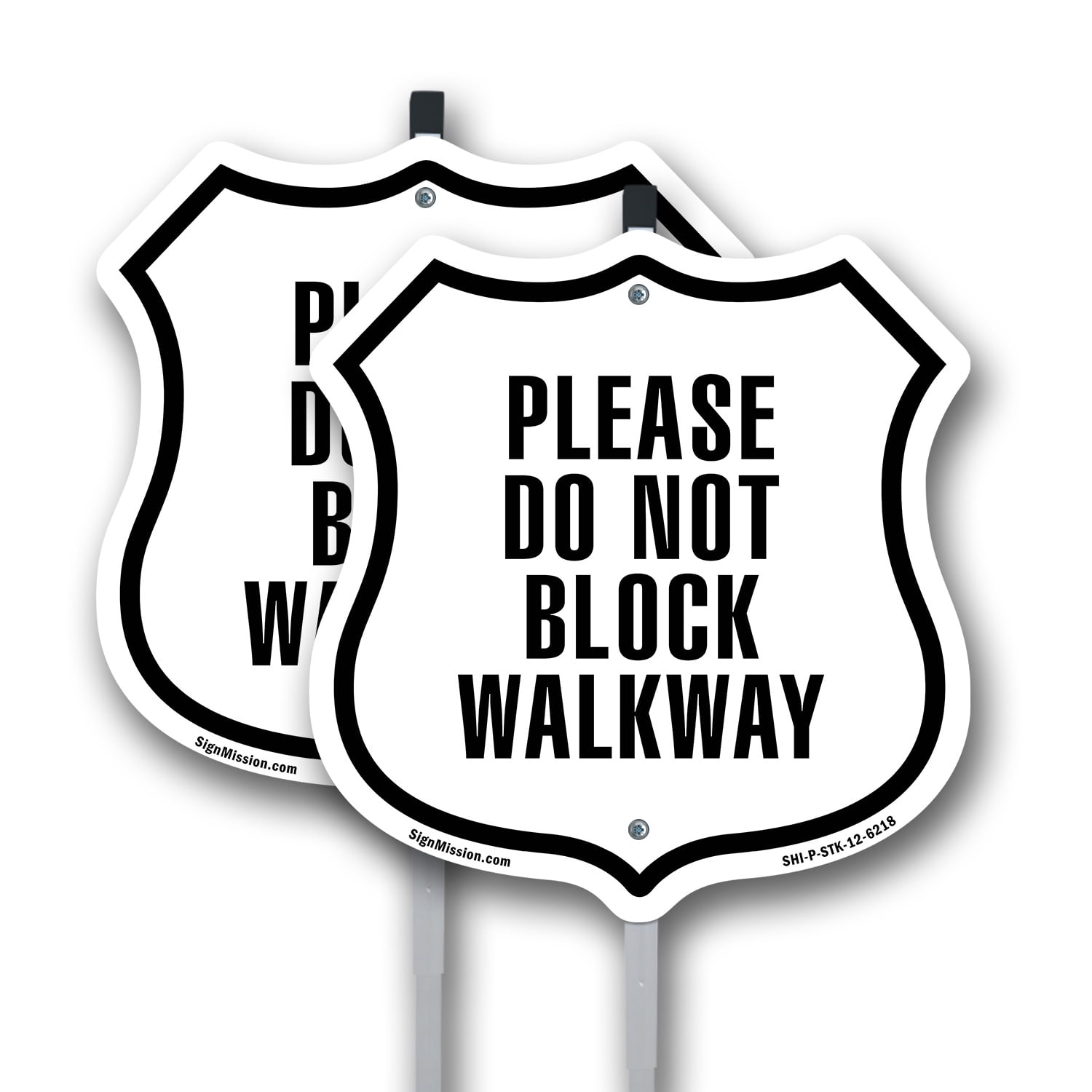Please Do Not Block Walkway (2 Pack) 12 inch X 12 inch Shield Shaped ...