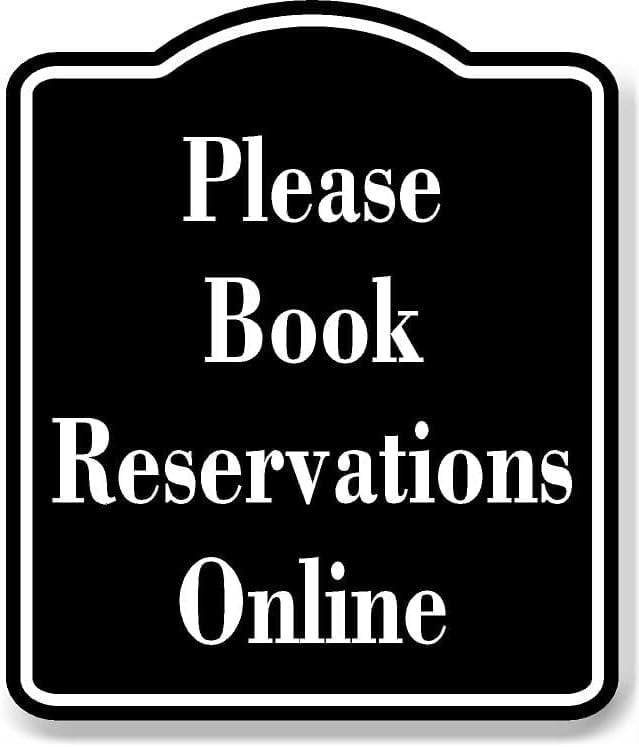 Please Book Reservations Online BLACK Aluminum Composite Sign, 8.5"x10 ...