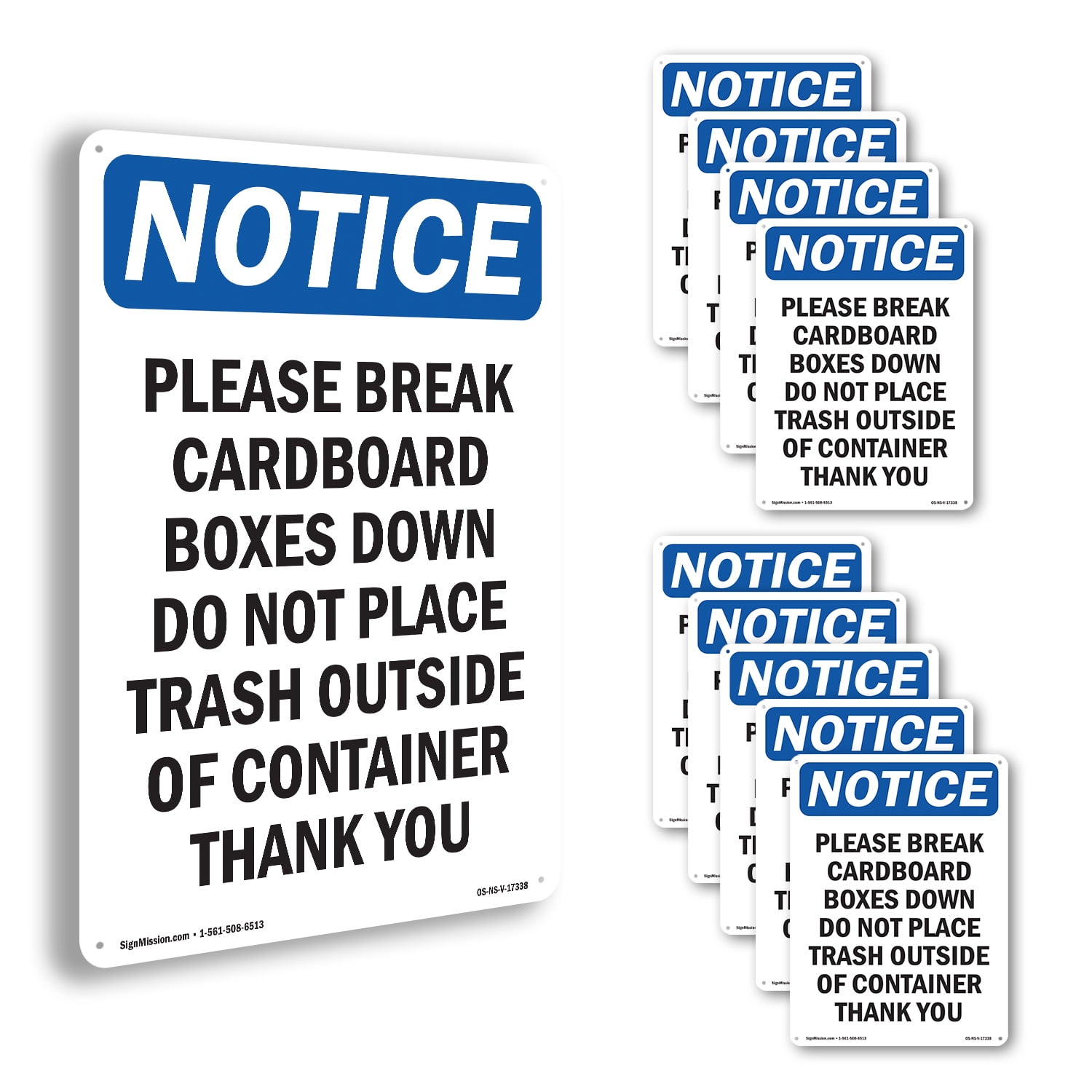 Please Break Cardboard Boxes Down OSHA Notice Aluminum Sign 24 Inch x ...