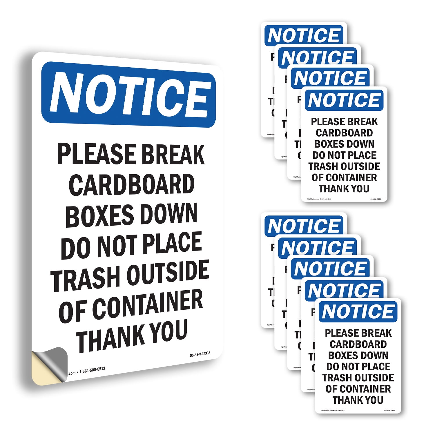 Please Break Cardboard Boxes Down OSHA Notice Vinyl Decal Label 24 Inch ...