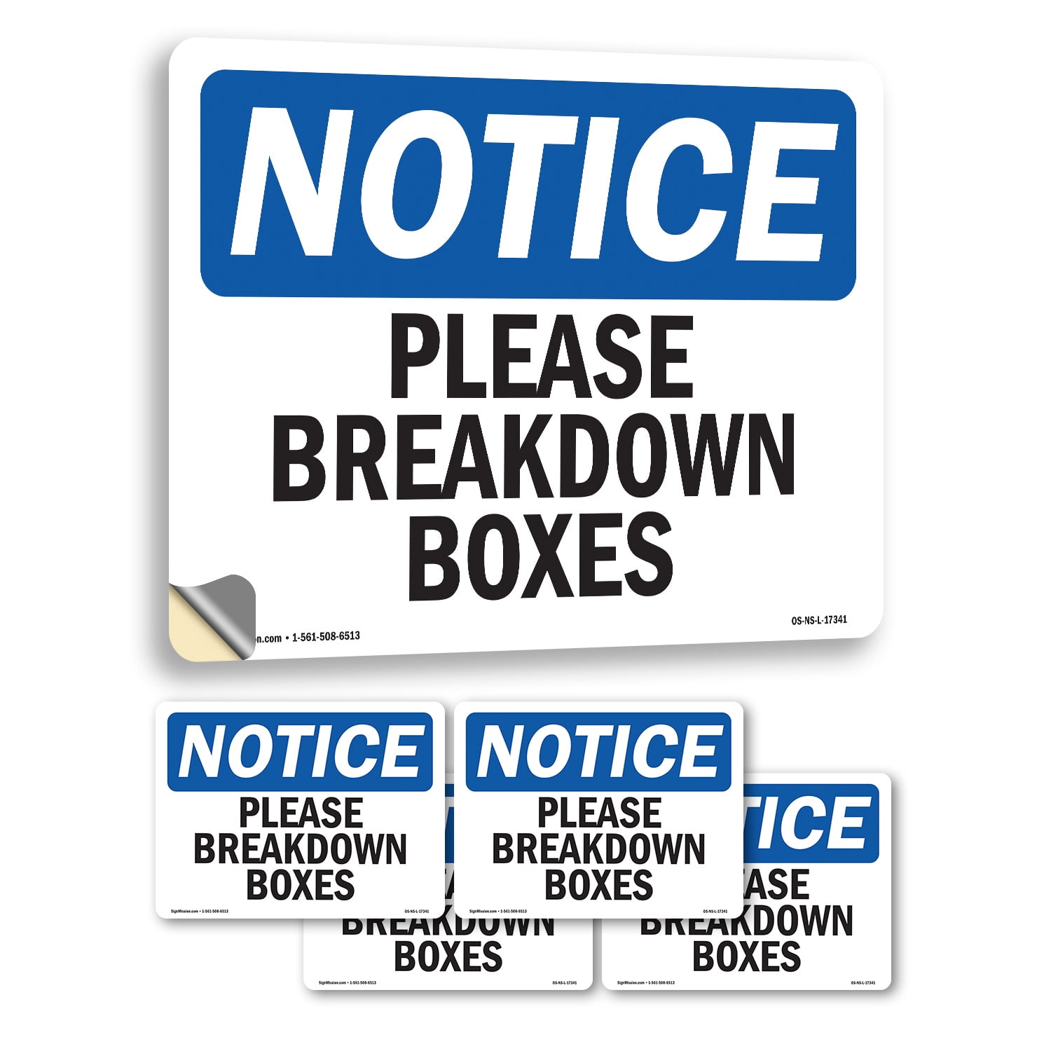 Please Breakdown Boxes OSHA Notice Vinyl Decal Label 24 Inch x 18 Inch ...