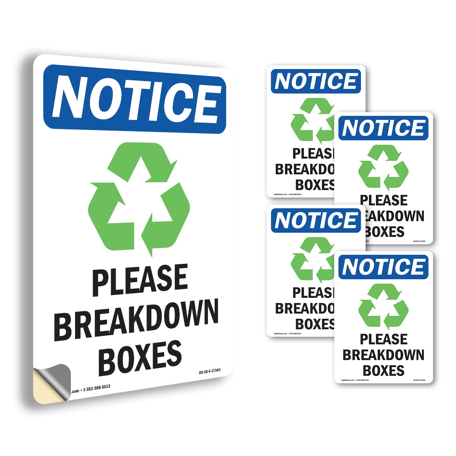 Please Breakdown Boxes With Symbol OSHA Notice Vinyl Decal Label 14 ...