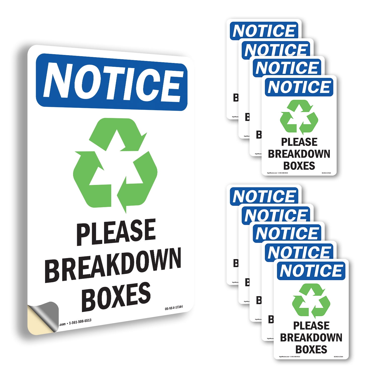 Please Breakdown Boxes With Symbol OSHA Notice Vinyl Decal Label 7 Inch ...