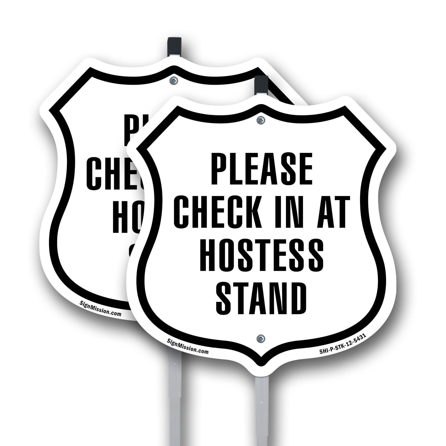 Please Check In At Hostess Stand (2 Pack) 12 inch X 12 inch Shield ...