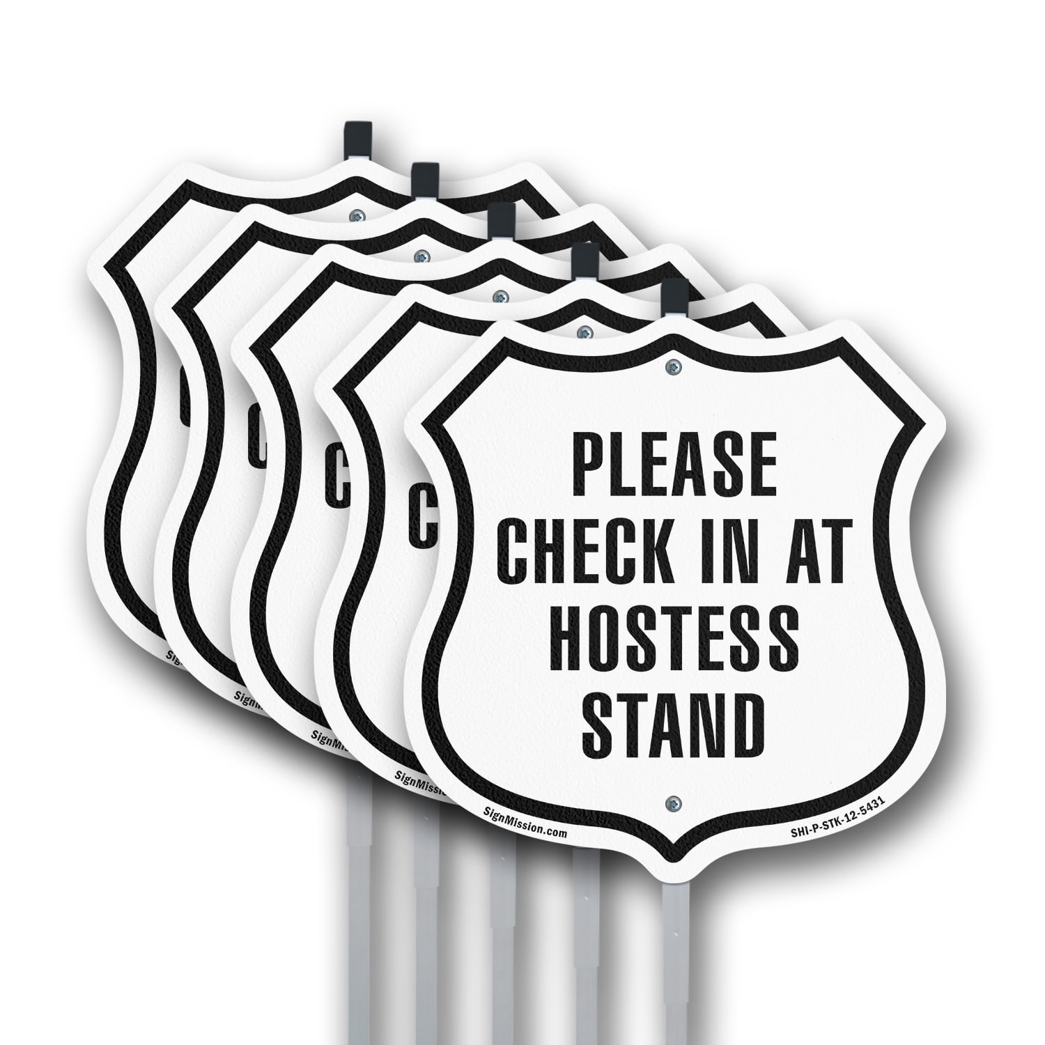 Please Check In At Hostess Stand (5 Pack) 12 inch X 12 inch Shield ...