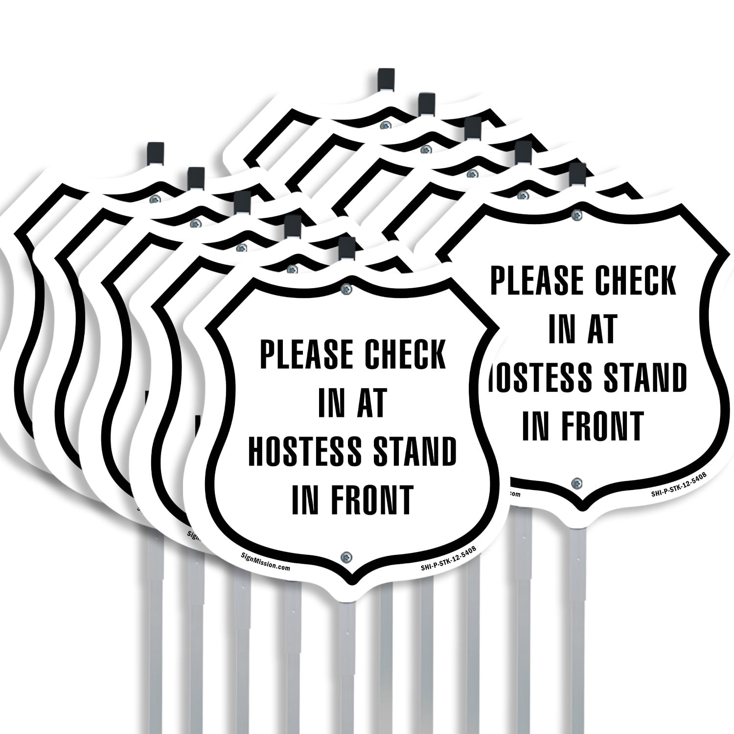 Please Check In At Hostess Stand At Front (10 Pack) 12 inch X 12 inch ...