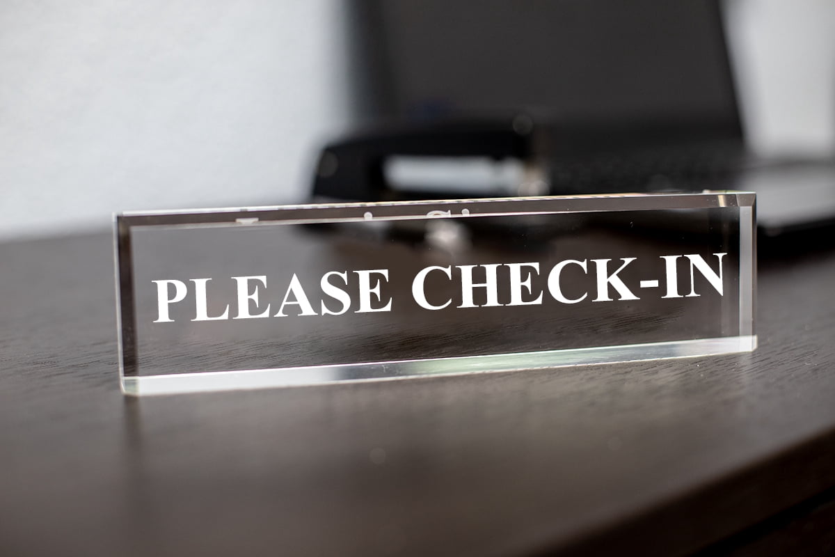 Please Check-In 2" x 8" Clear Acrylic - Office Desk Accessories D?cor ...