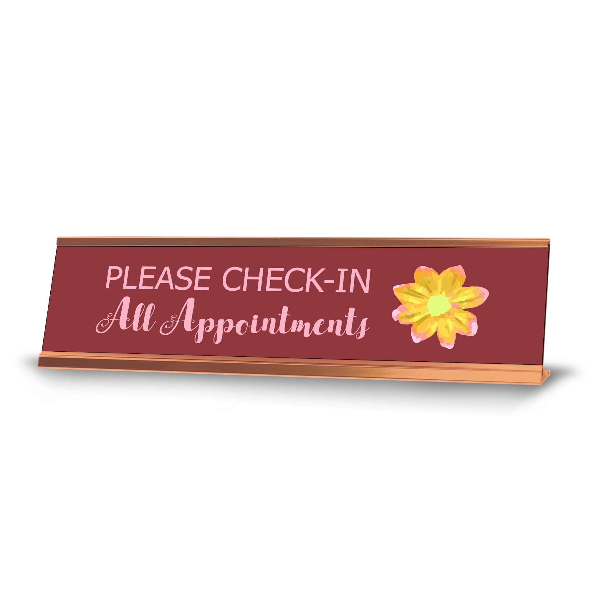 Please Check-In All Appointments, Flower Gold Frame Desk Sign (2 x 8 ...