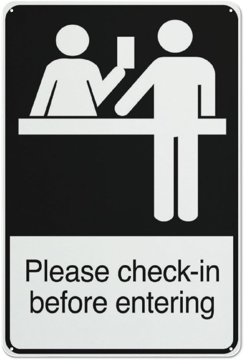 Please Check-In Before Entering Sign 12X8 Inch Aluminum Uv Ink Printed ...